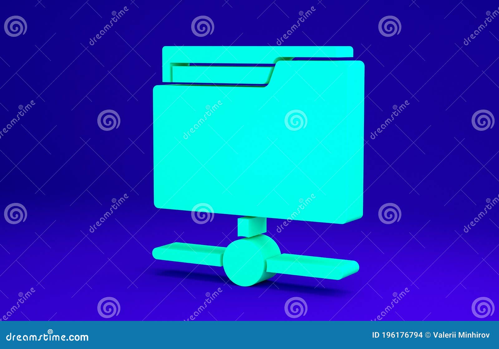 Green FTP Folder Icon Isolated On Blue Background. Software Update ...