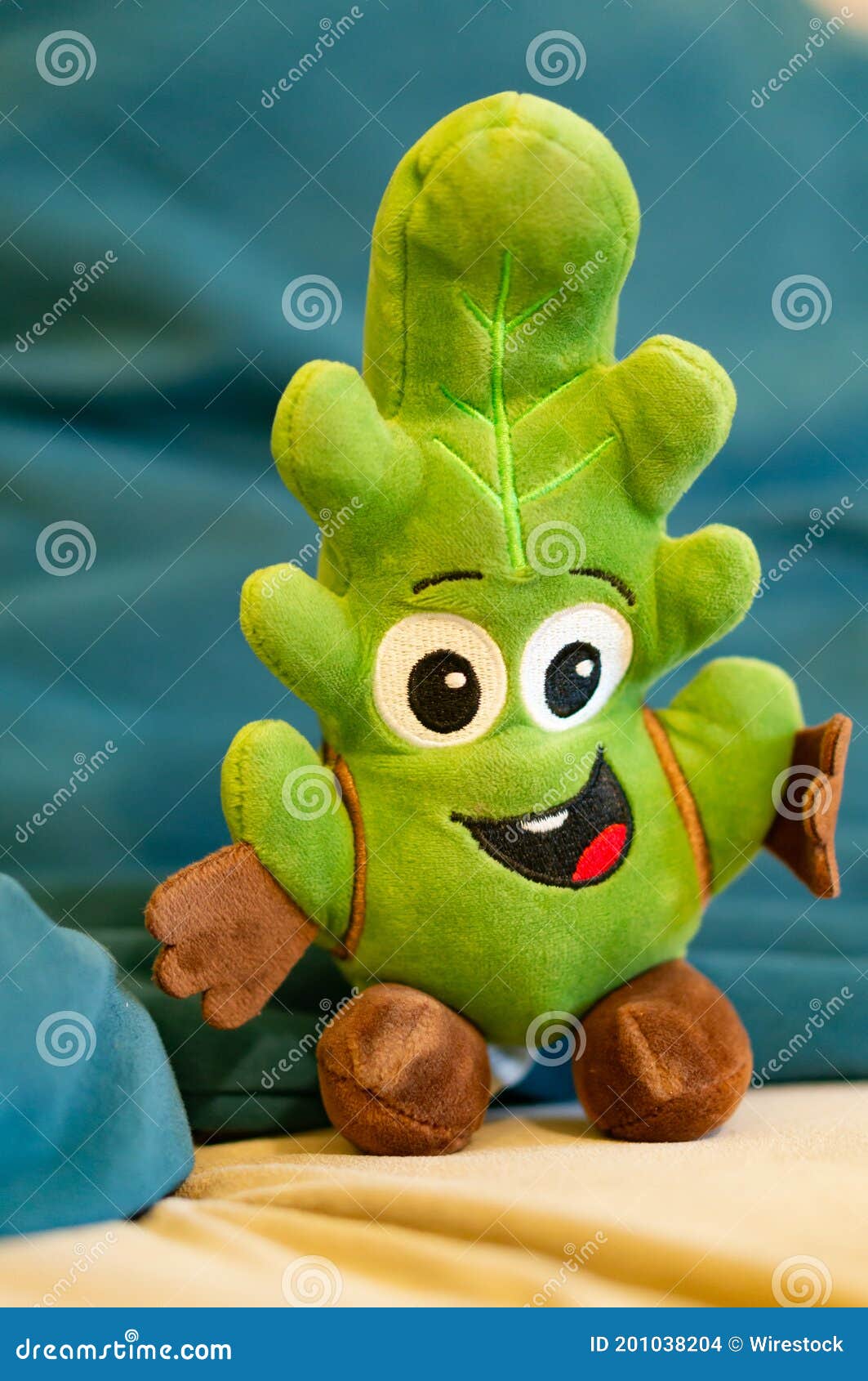 Green funny oak leaf plush editorial stock image. Image of green ...