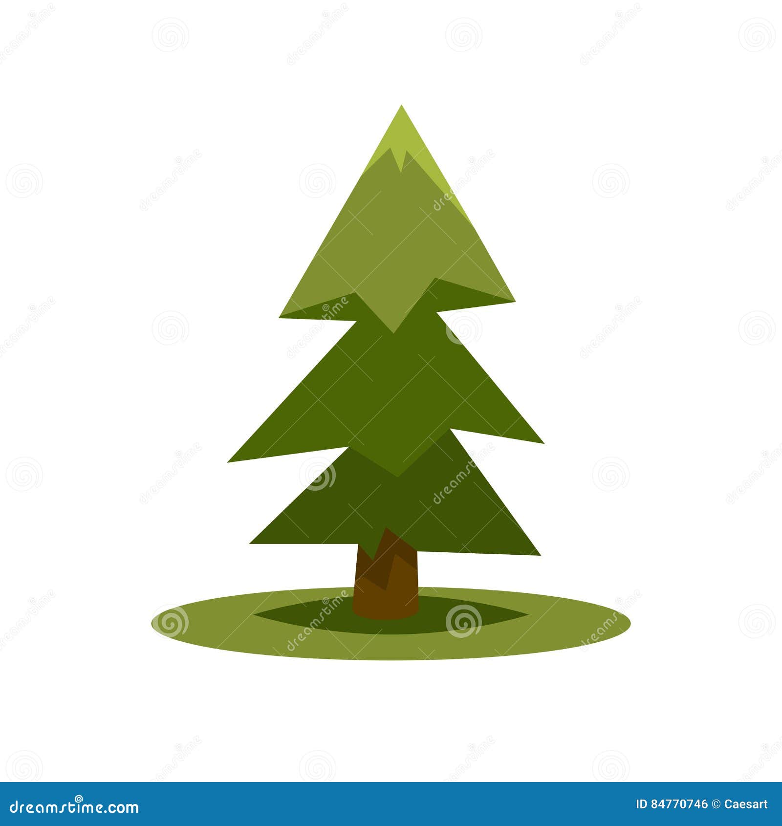 Green Fur Tree Isolated on White in Simple Flat Style Stock Vector ...