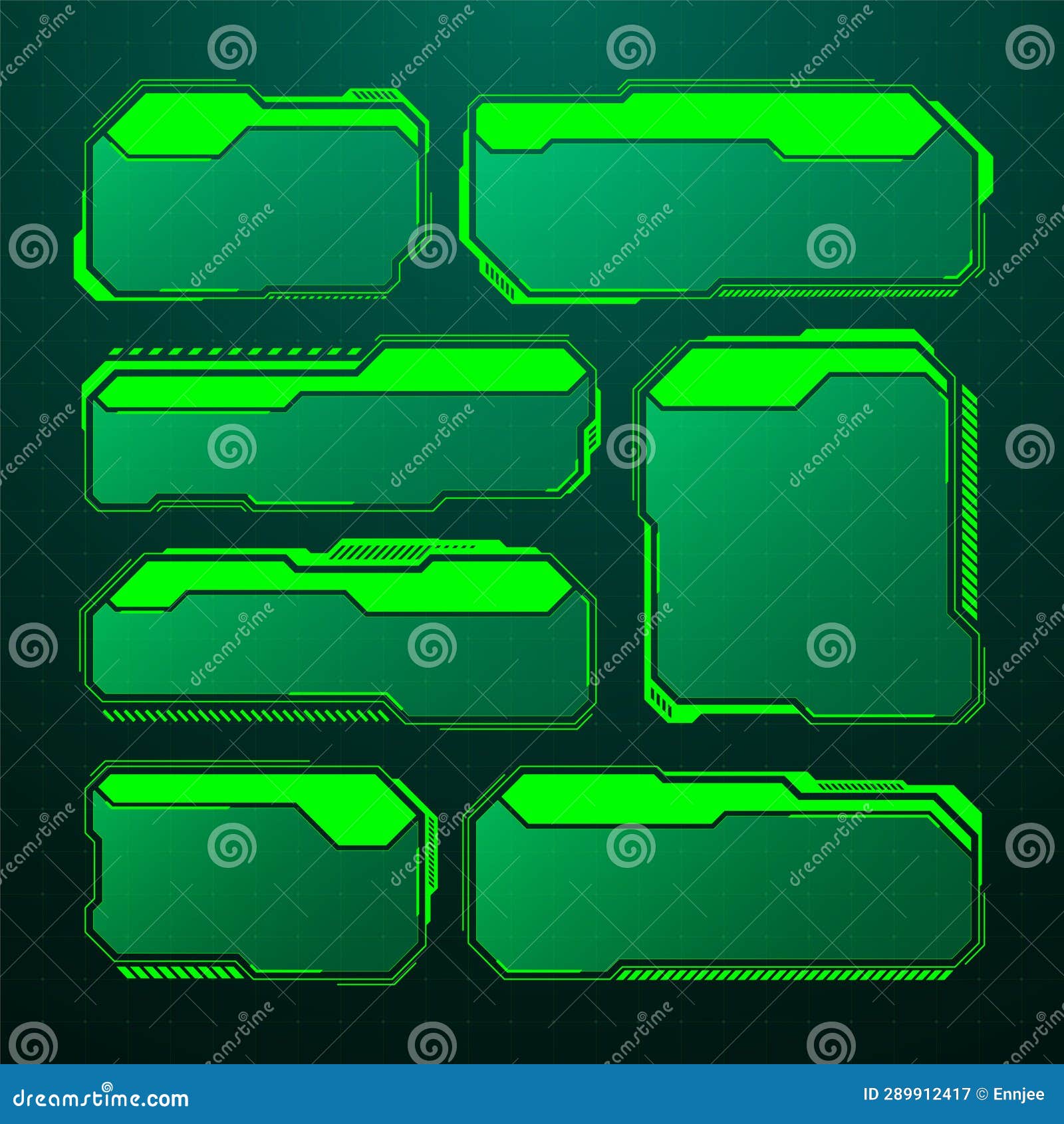 Green Futuristic HUD, UI Elements. Sci-fi User Interface Text Boxes ...