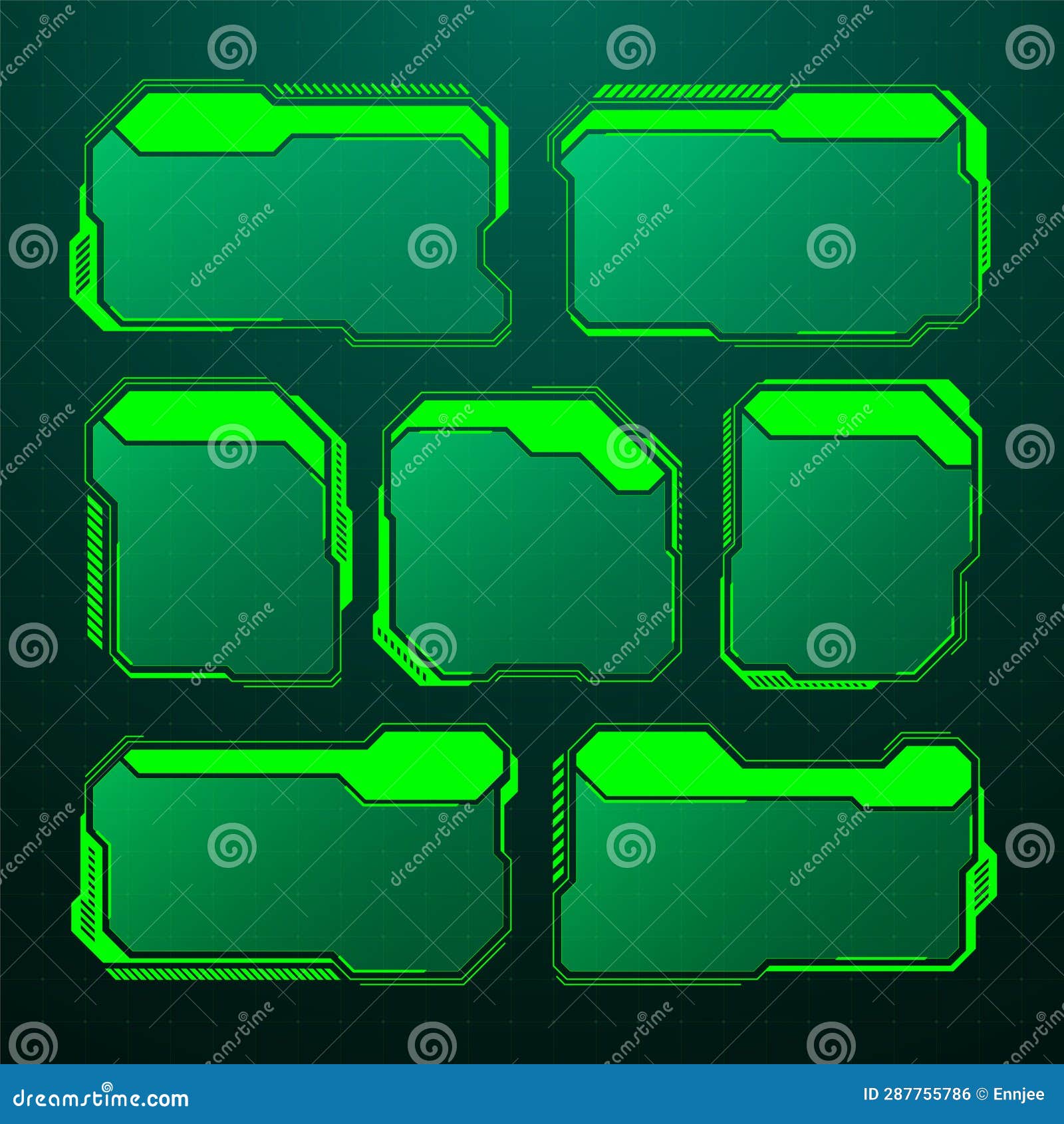 Green Futuristic HUD, UI Elements. Sci-fi User Interface Text Boxes ...