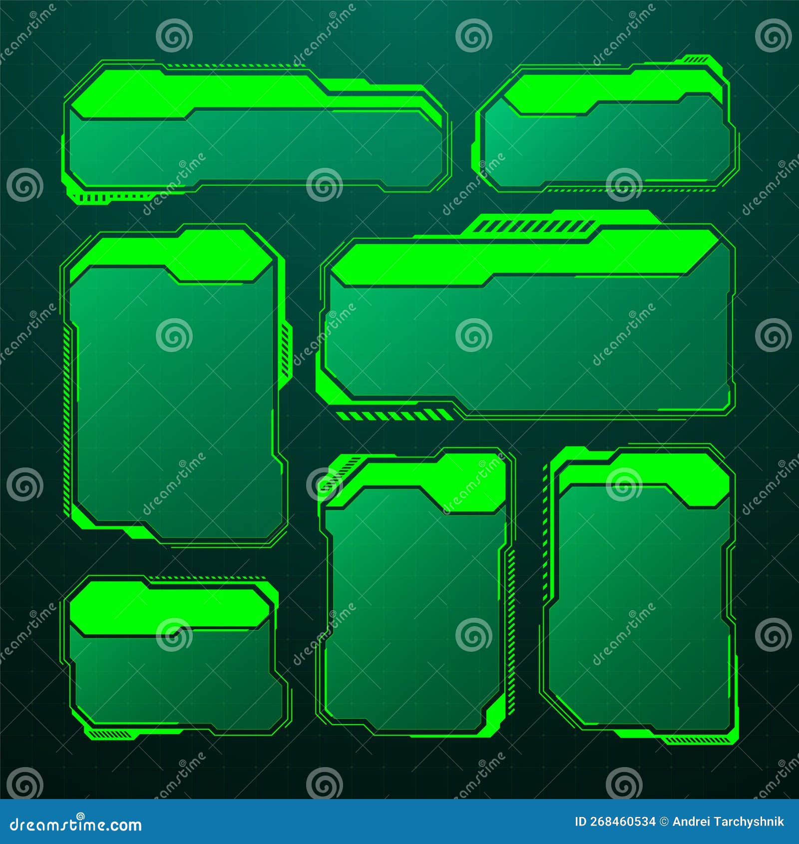 Green Futuristic HUD, UI Elements. Sci-fi User Interface Text Boxes ...
