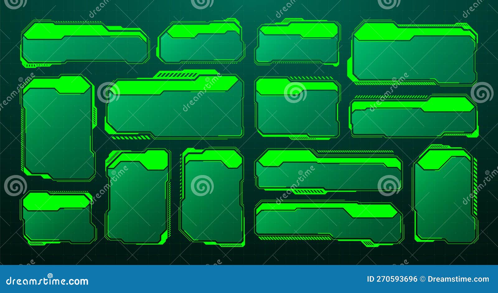 Green Futuristic HUD, UI Elements. Sci-fi User Interface Text Boxes ...