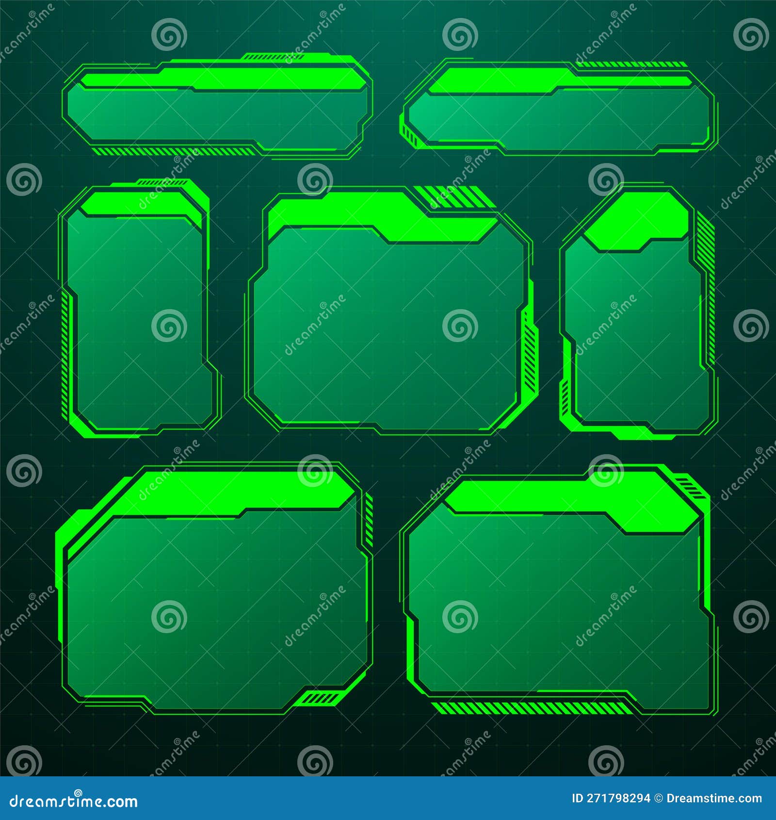 Green Futuristic HUD, UI Elements. Sci-fi User Interface Text Boxes ...