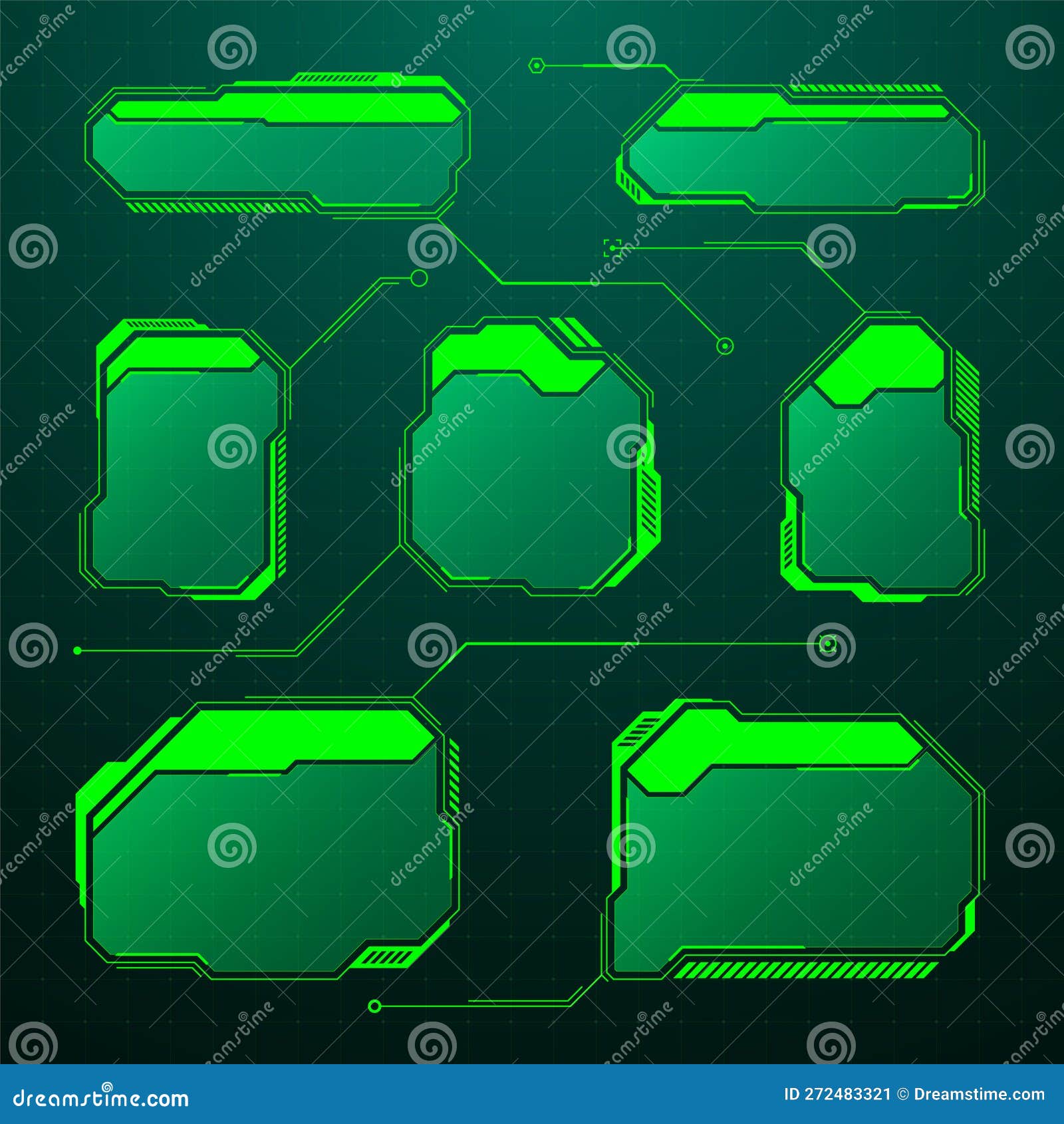Green Futuristic HUD, UI Elements. Sci-fi User Interface Text Boxes ...