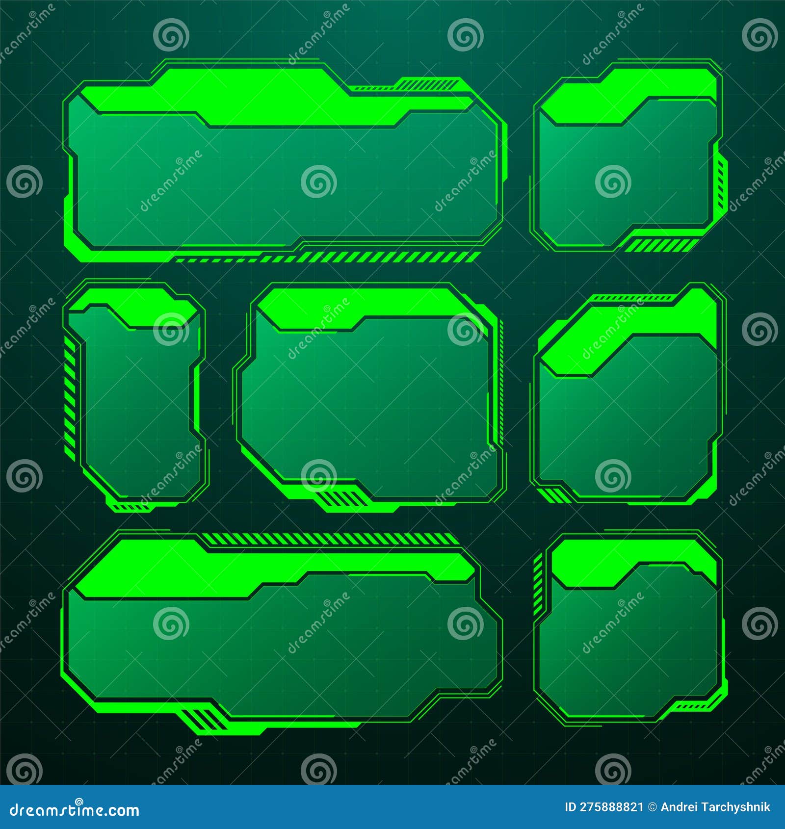 Green Futuristic HUD, UI Elements. Sci-fi User Interface Text Boxes ...