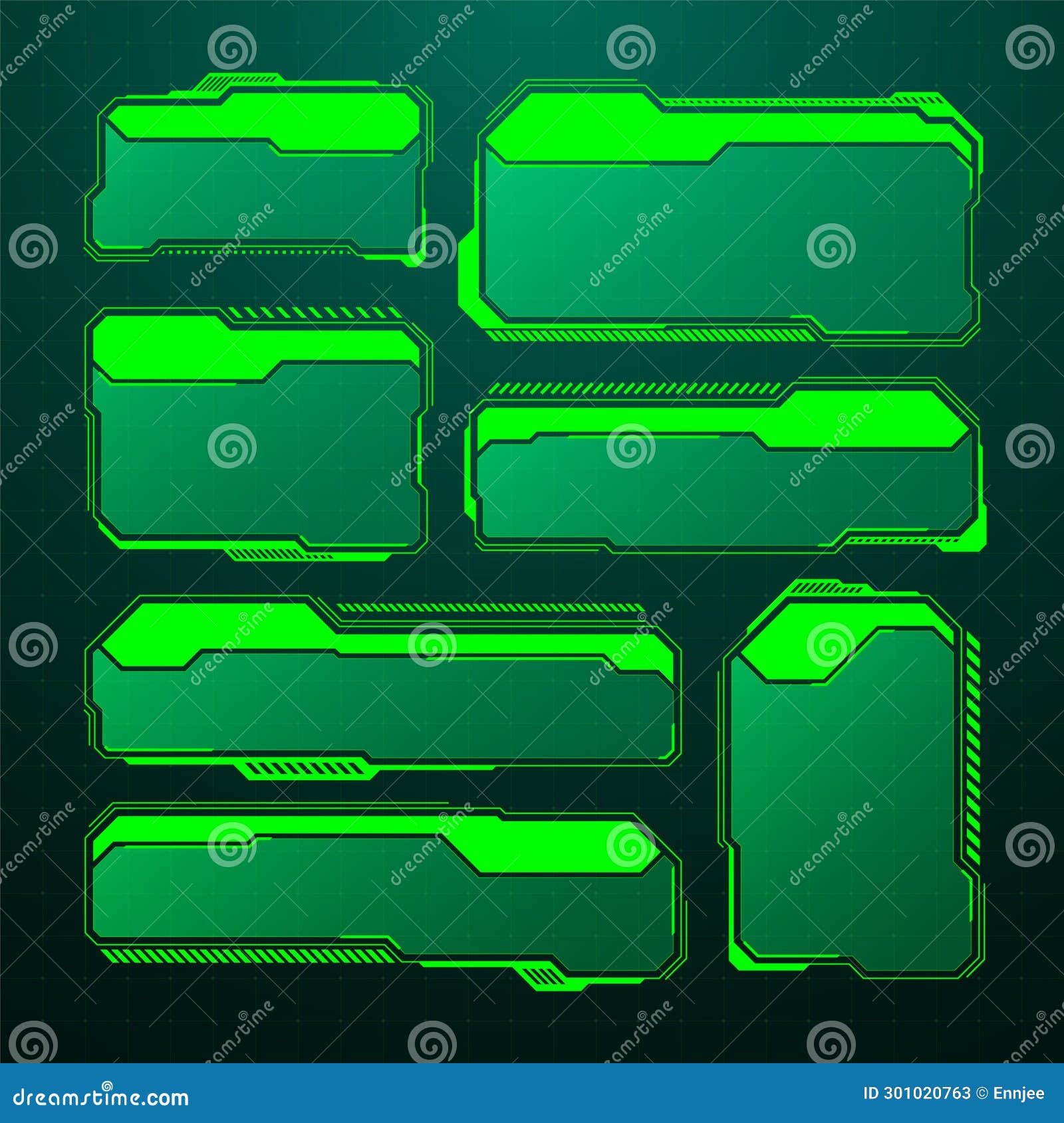 Green Futuristic HUD, UI Elements. Sci-fi User Interface Text Boxes ...