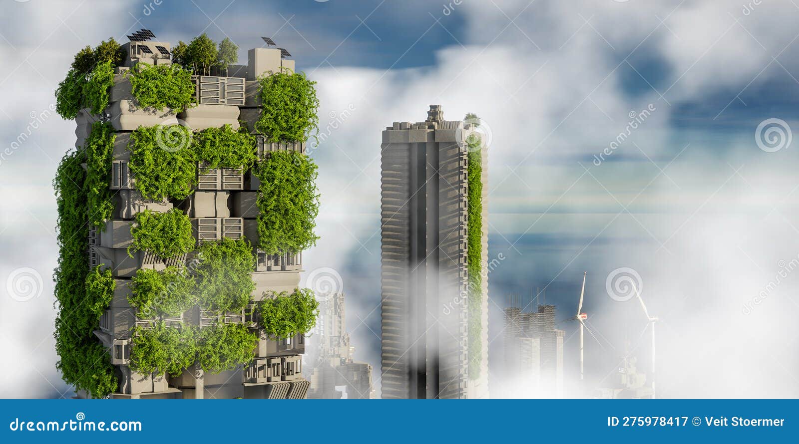 Green Futuristic Skyscraper Stock Illustration - Illustration of living ...