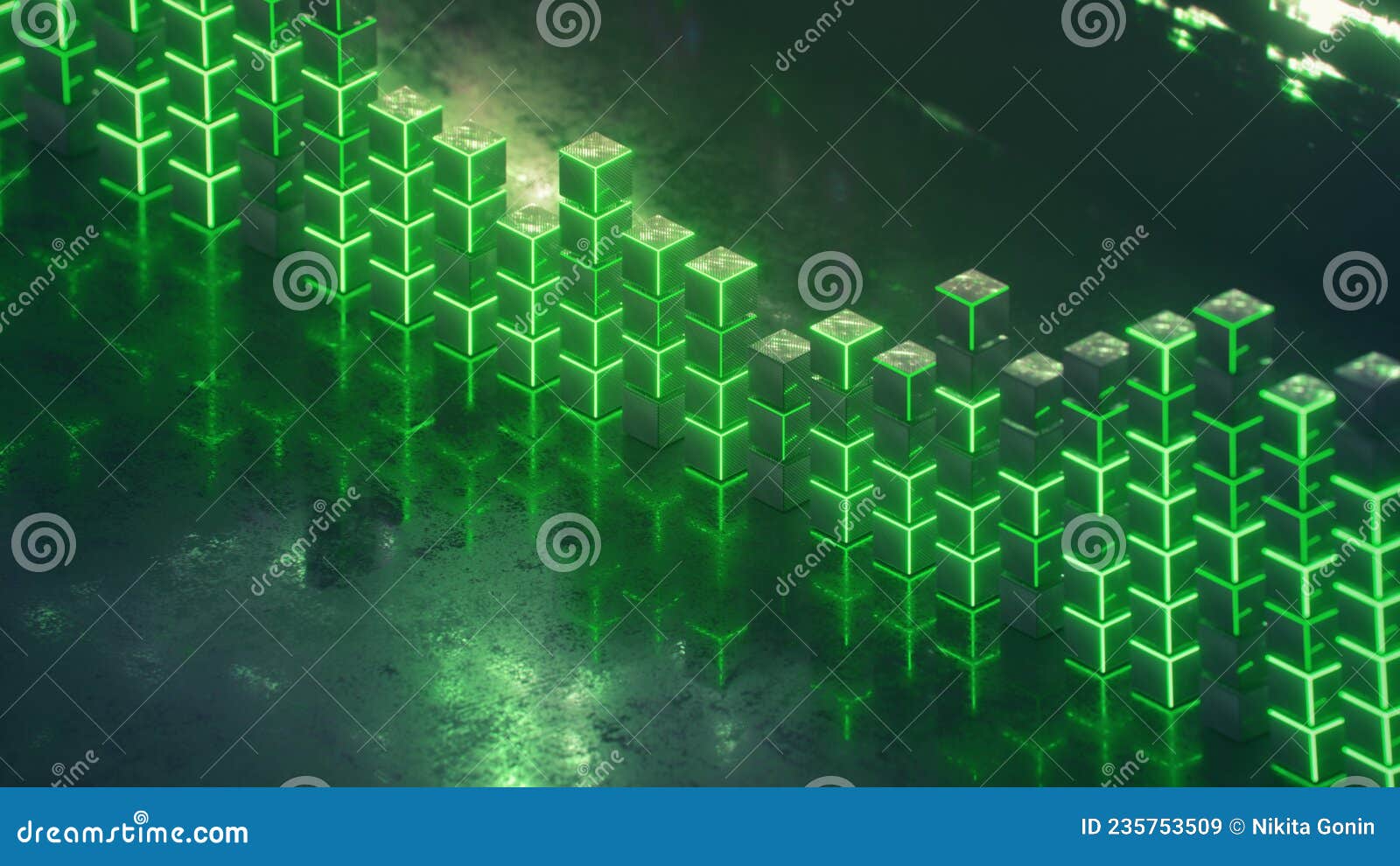Green Futuristic Volume Meter Graph 3D Render Stock Illustration ...