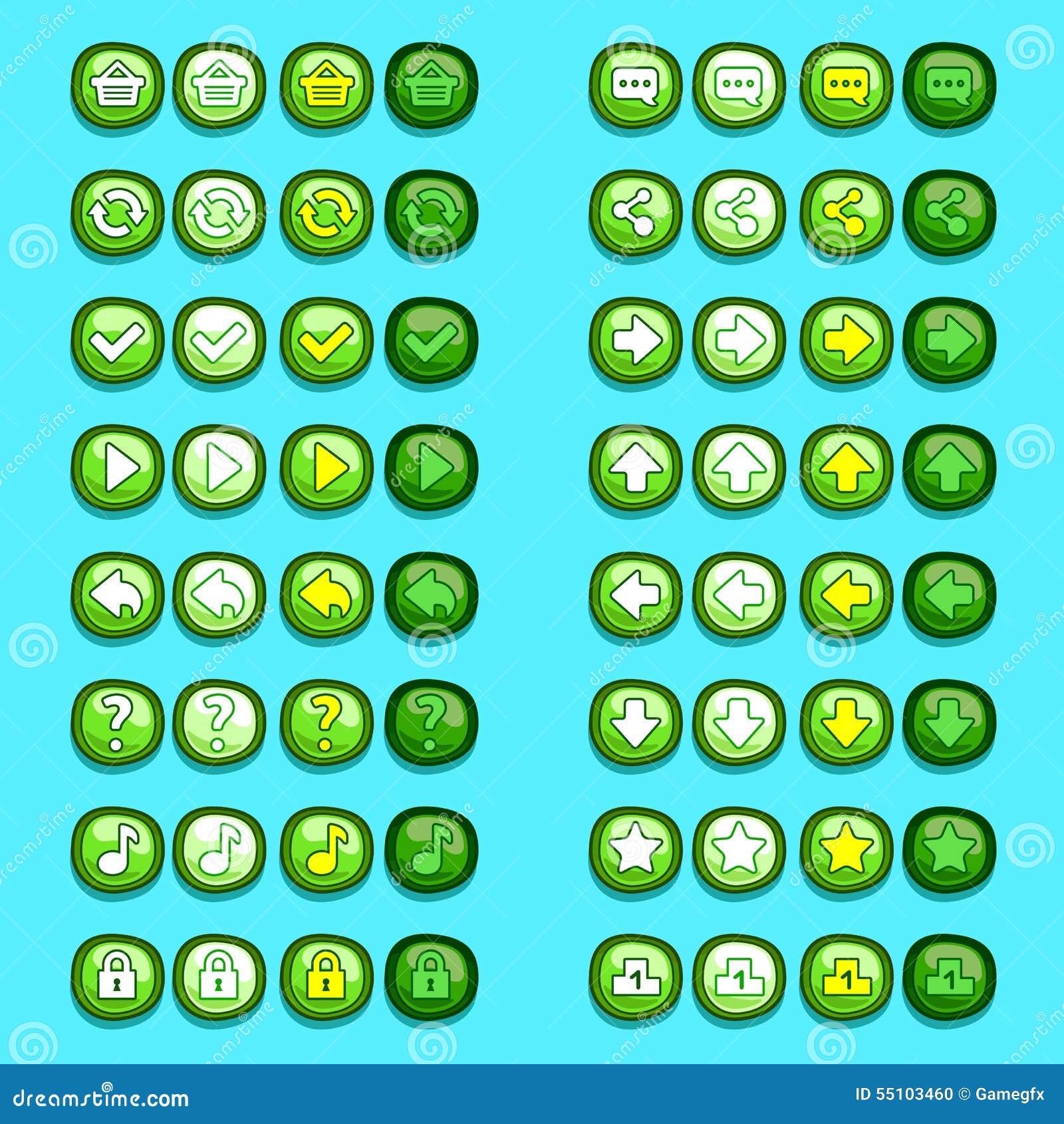 Green Game Icons Buttons Icons, Interface, Ui Vector Illustration ... Green Game Icons Buttons Icons, Interface, Ui Vector Illustration ...