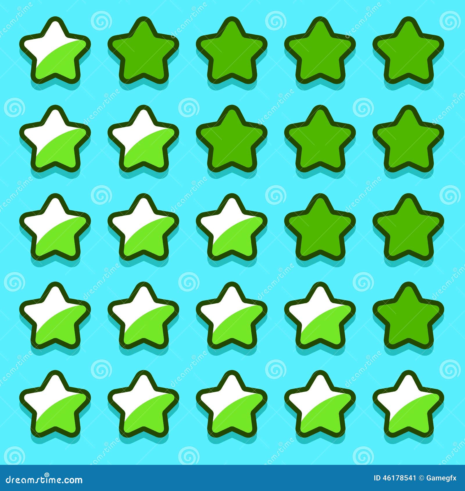 Green Game Rating Stars Icons Buttons Stock Vector - Illustration of ...