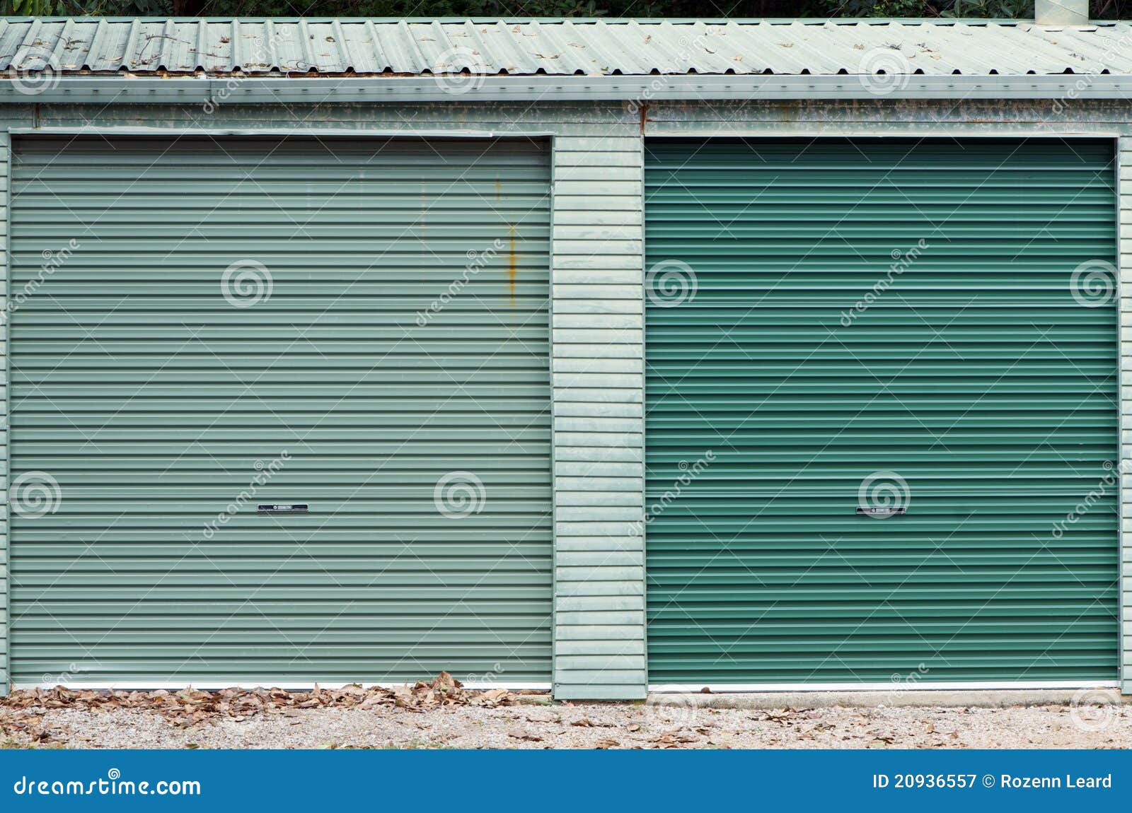Green garage doors stock image. Image of green, metallic - 20936557