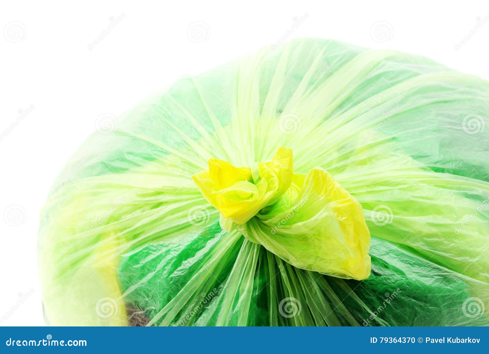 Green Garbage Bag Closeup on White Stock Photo - Image of material ...