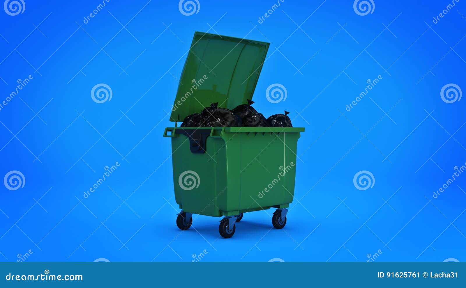 Green garbage containers. stock illustration. Illustration of ...