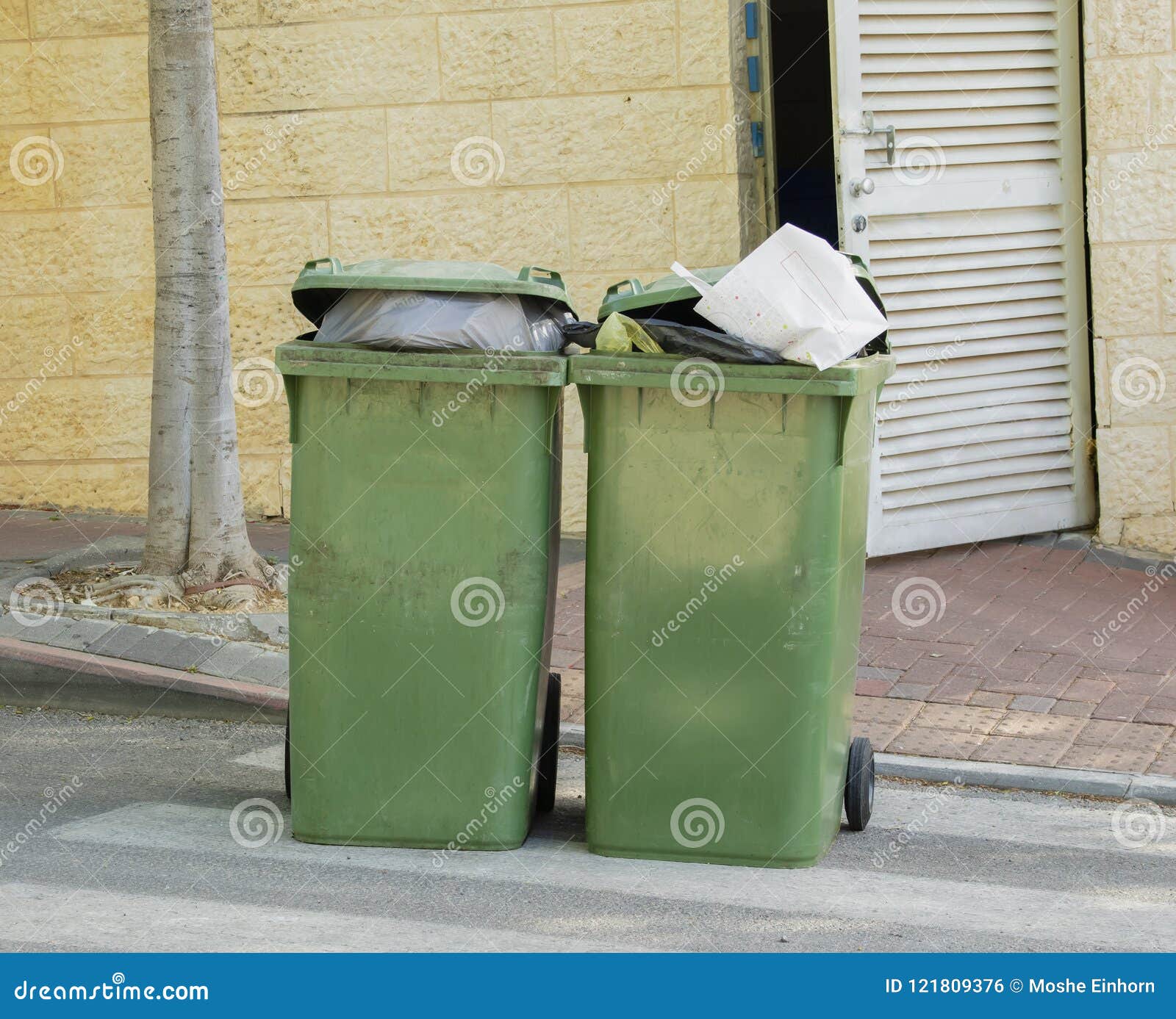 Green Garbage Containers stock photo. Image of dustbin - 121809376