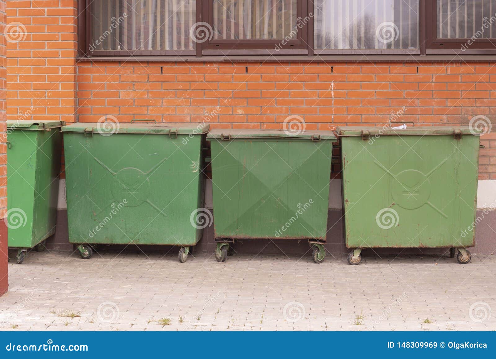 Green Garbage Waste Collection Dumpster, Problems of Ecology Sorting ...