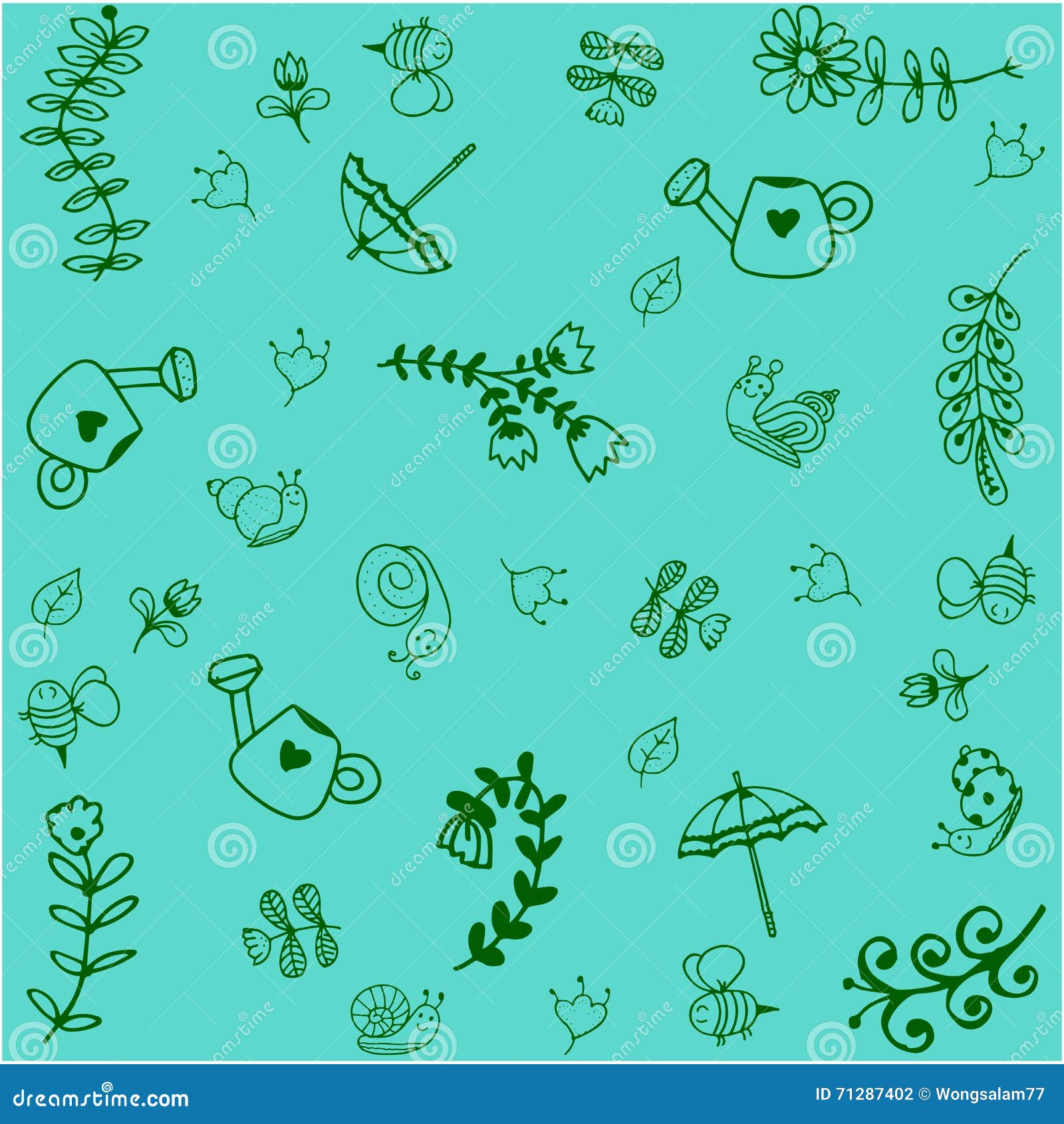 Green garden doodle art stock vector. Illustration of design - 71287402