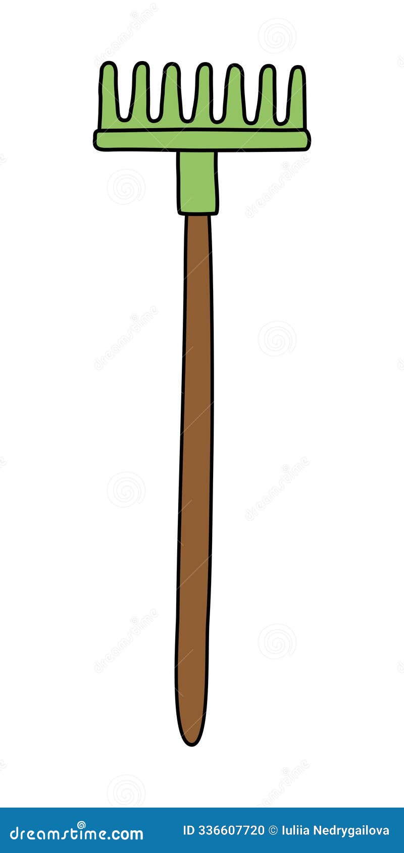 Green Garden Rake Tool, Springtime Gardening Equipment, Vector Stock ...