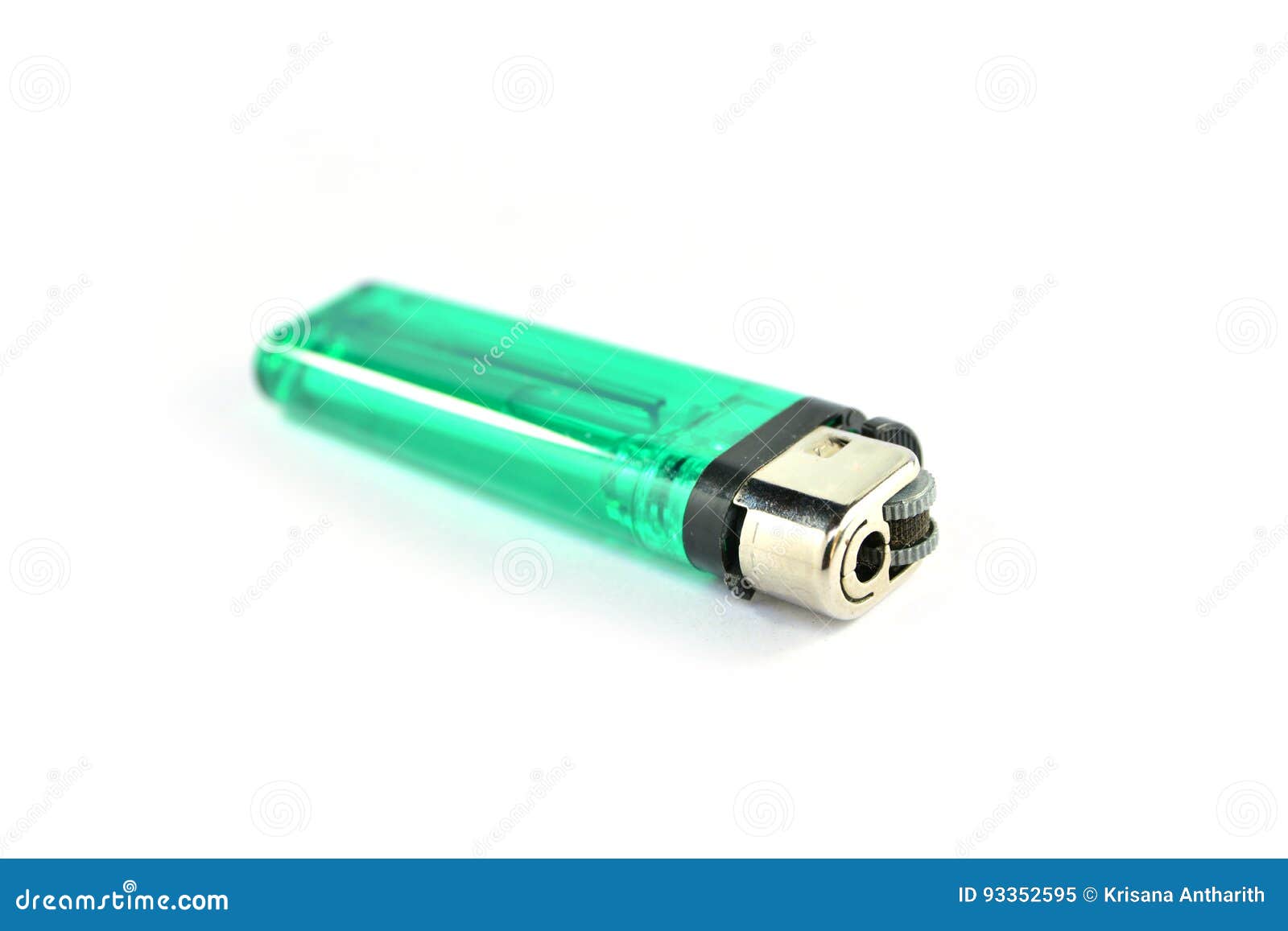 Green Gas Lighter Isolated on a White Background. Stock Image - Image ...