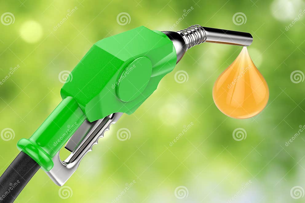 Green Gas Pump Nozzle with Droplet of Oil Stock Illustration ...