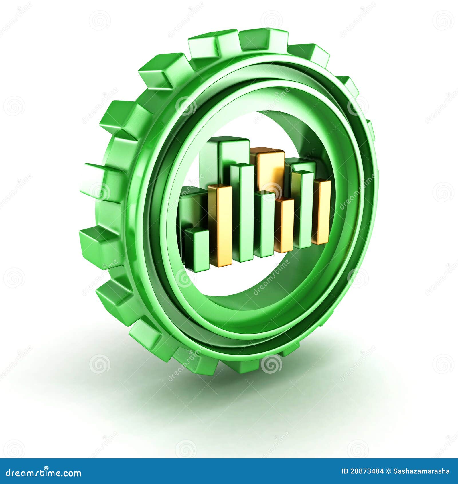 Green Gear Icon with Bar Chart Diagram Stock Illustration ...