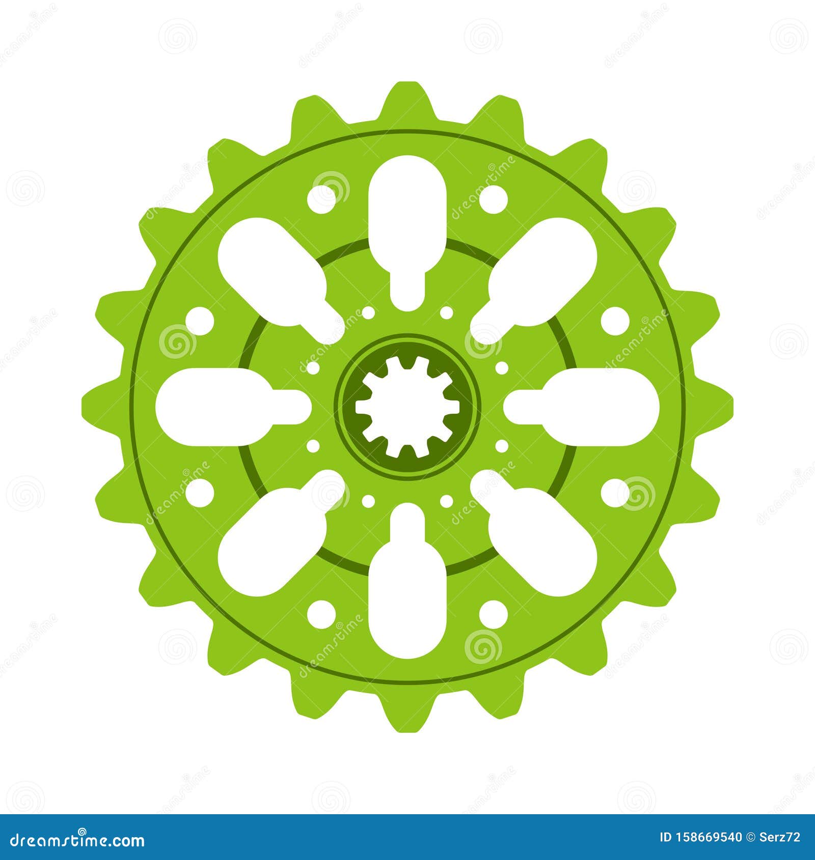 Green gear wheel or cog stock vector. Illustration of motion - 158669540