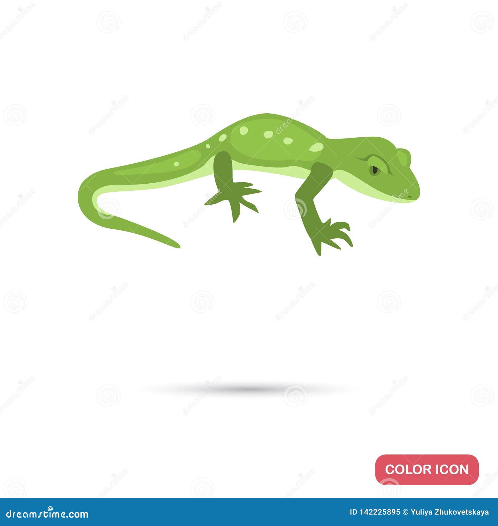 Green Gecko Color Flat Icon for Web and Mobile Design Stock Vector ...