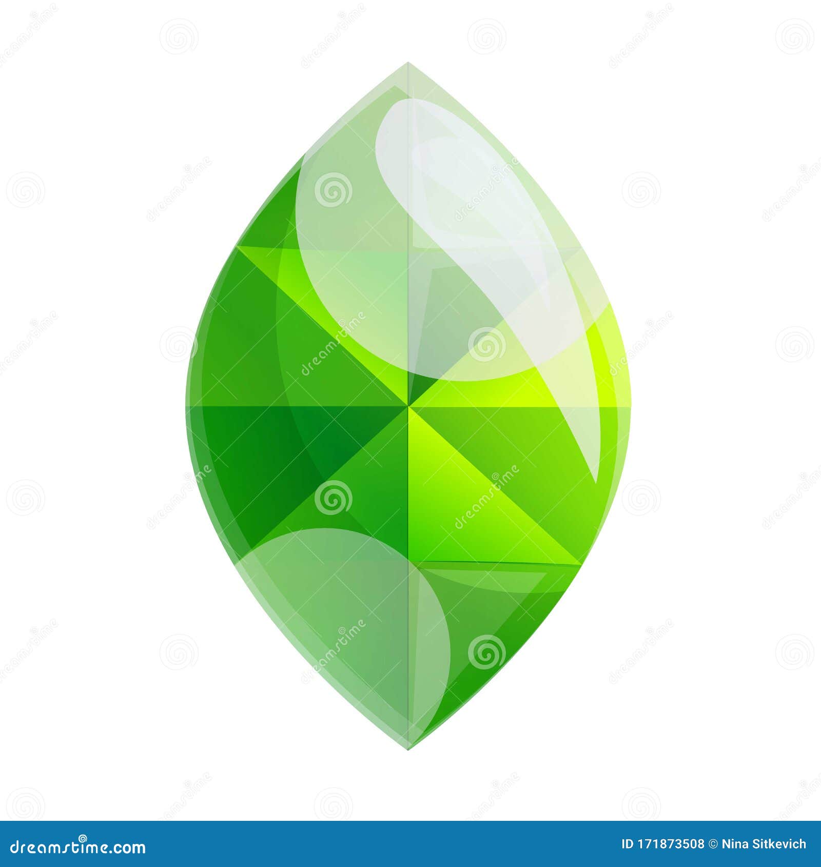 Green Gem Icon, Cartoon Style Stock Vector - Illustration of element ...