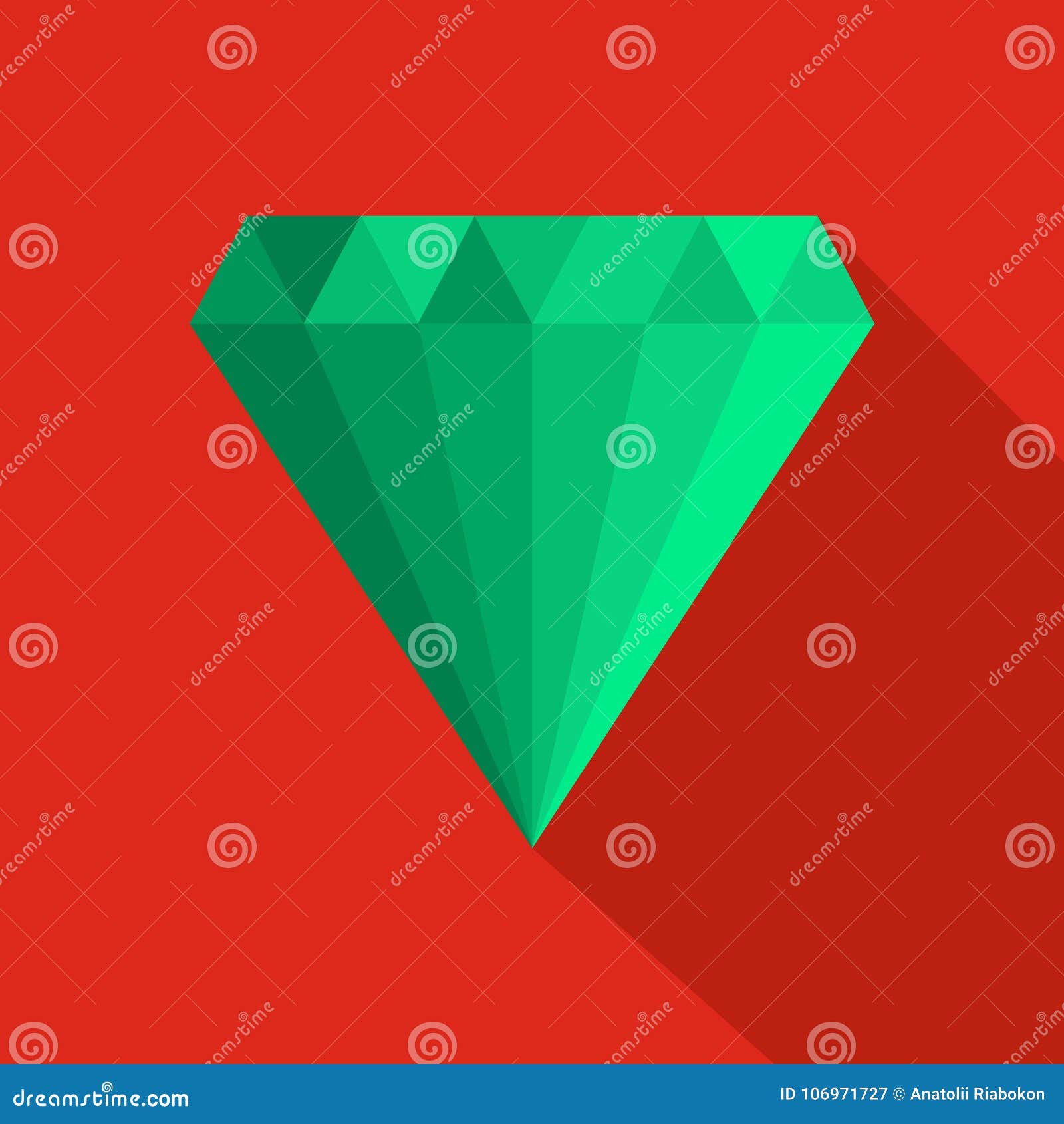 Green Gem Icon, Flat Style. Stock Vector - Illustration of object, ring ...