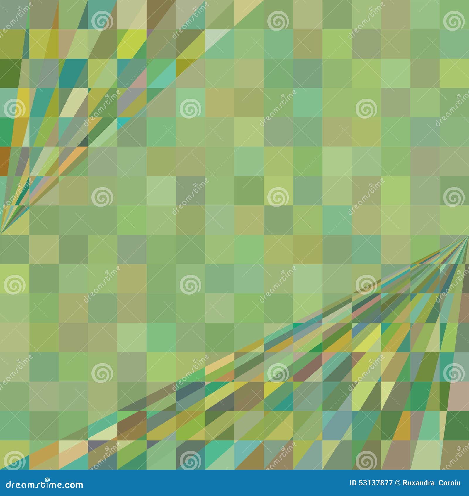 Green Geometric Background with Squares and Perspective Corner Lines ...