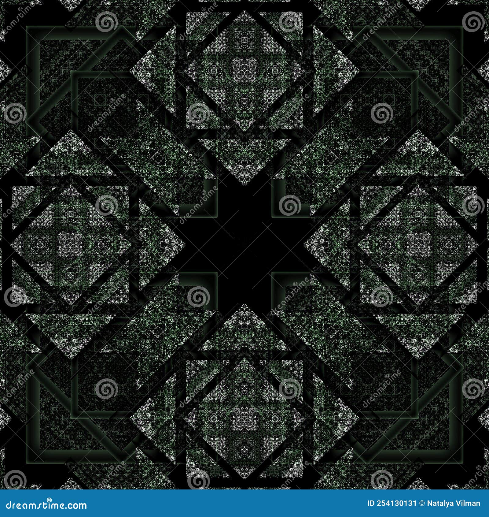 Green Geometric Pattern on a Black Background for Design Stock ...
