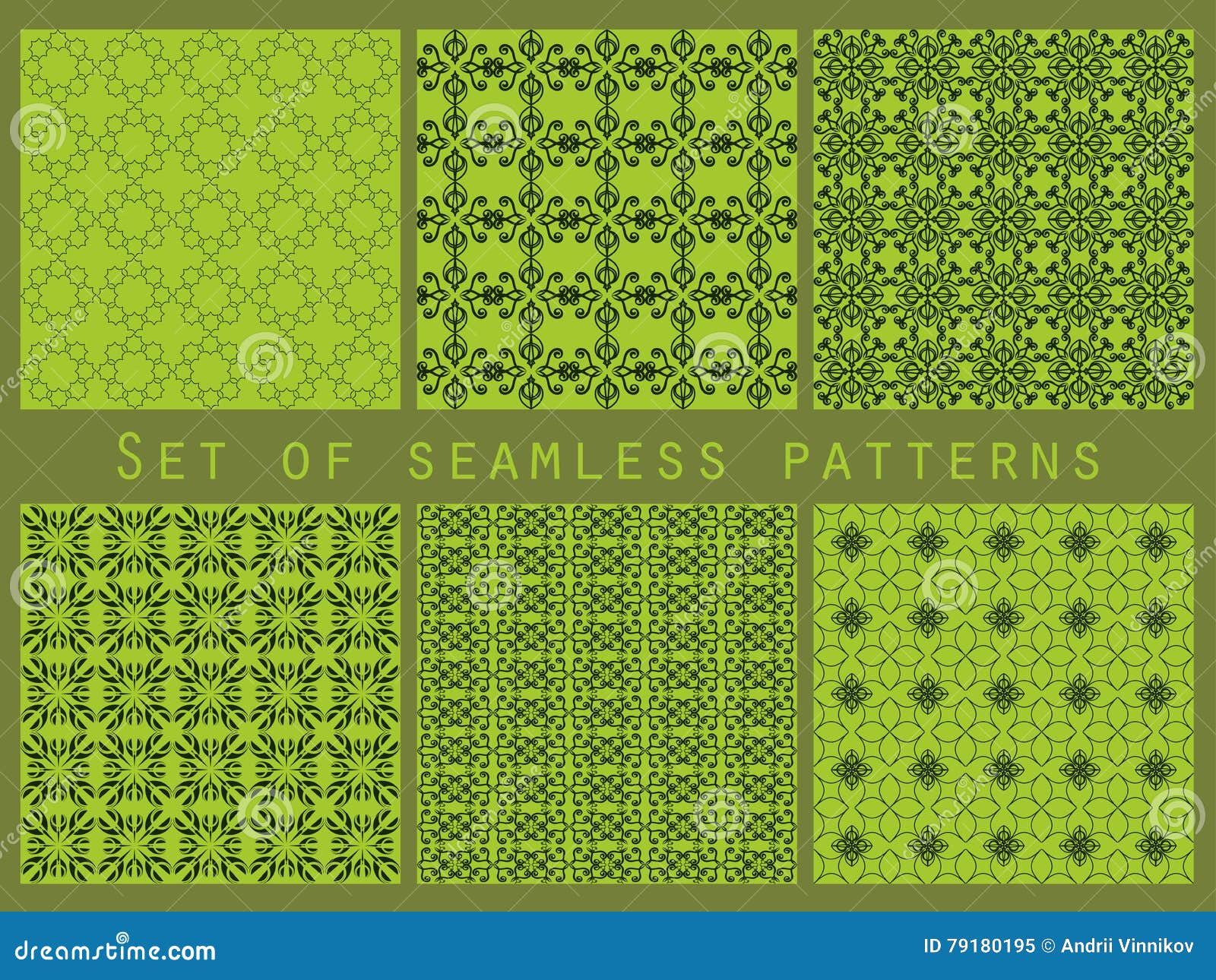 Green Geometric Seamless Patterns Set. Vector Stock Vector ...