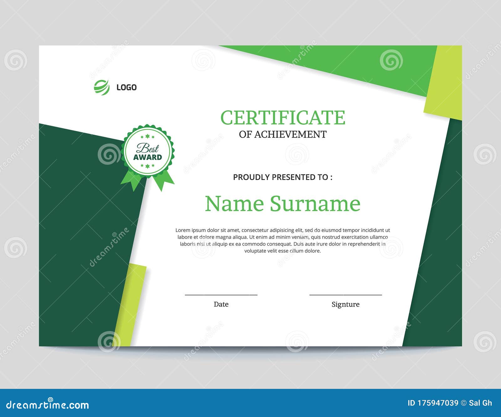 Green Geometric Shapes Certificate Design Stock Vector - Illustration ...