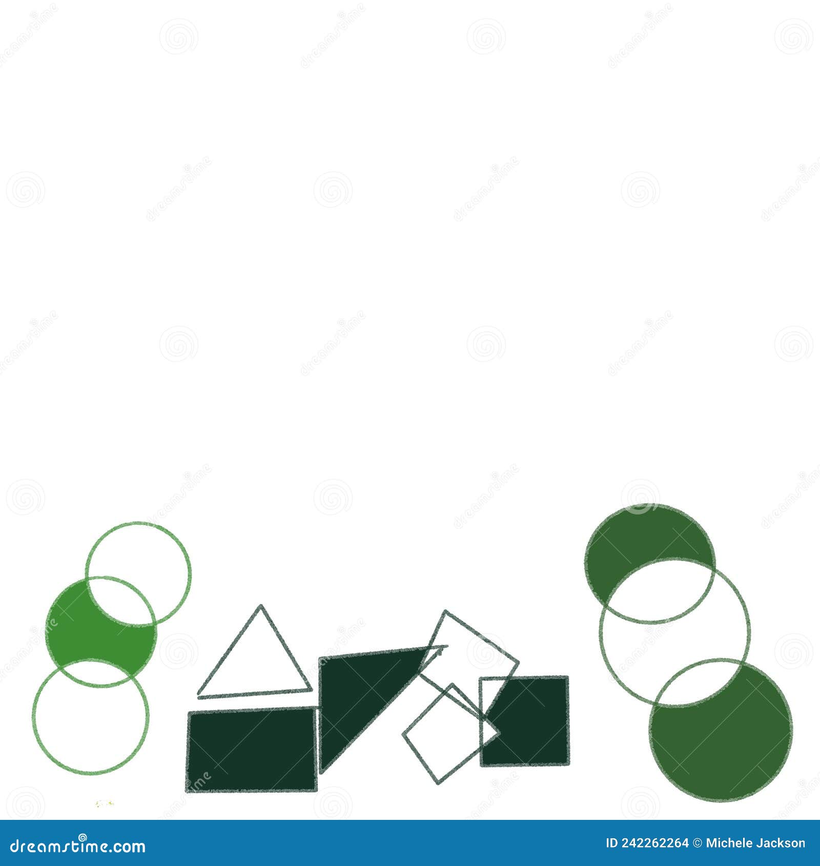 Green Geometric Shapes on Lower Border of White Background Stock ...