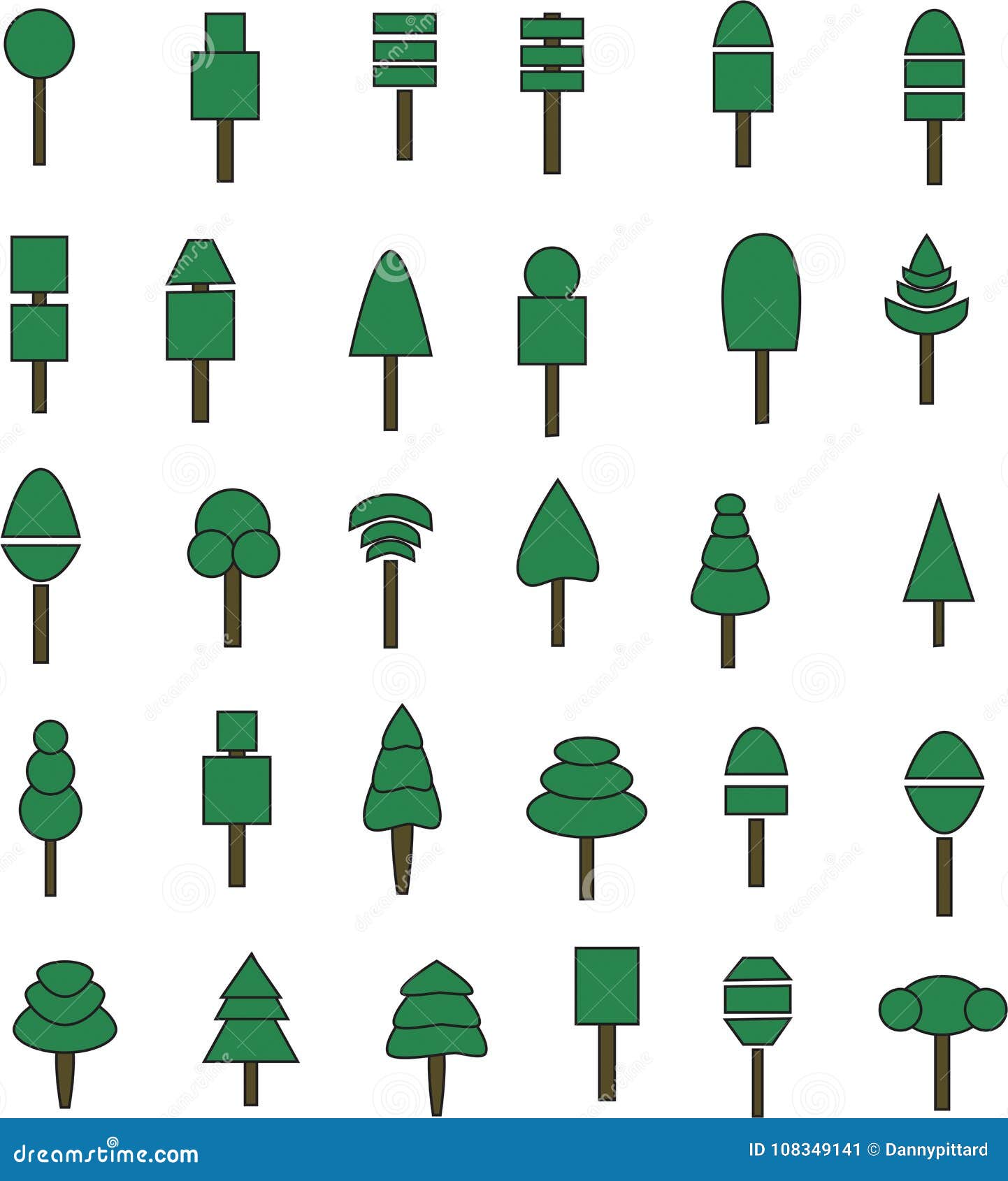 Green geometric tree set stock vector. Illustration of invitations ...