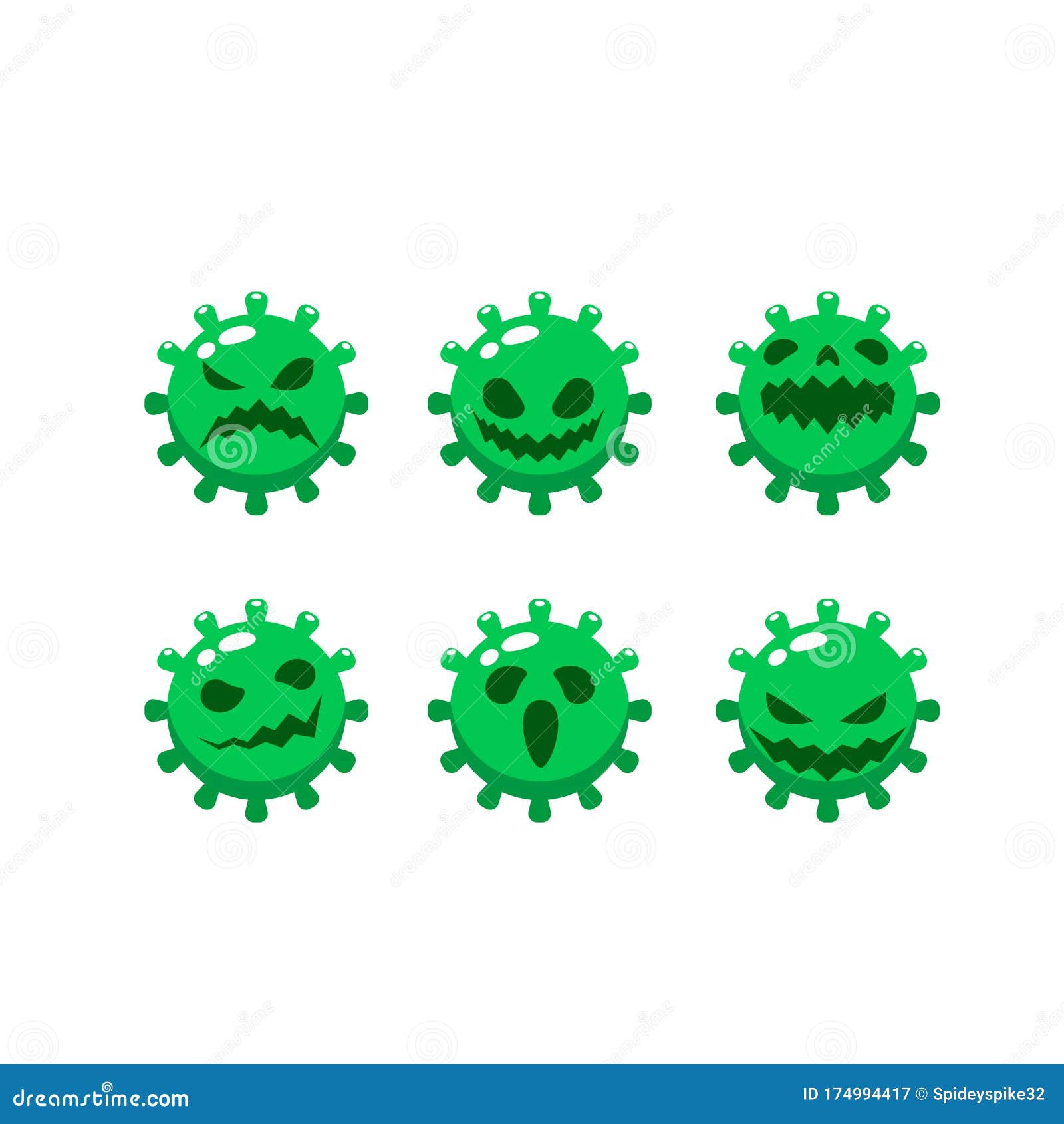 A Green Germ Set. Cute Vector Illustration Stock Vector - Illustration ...