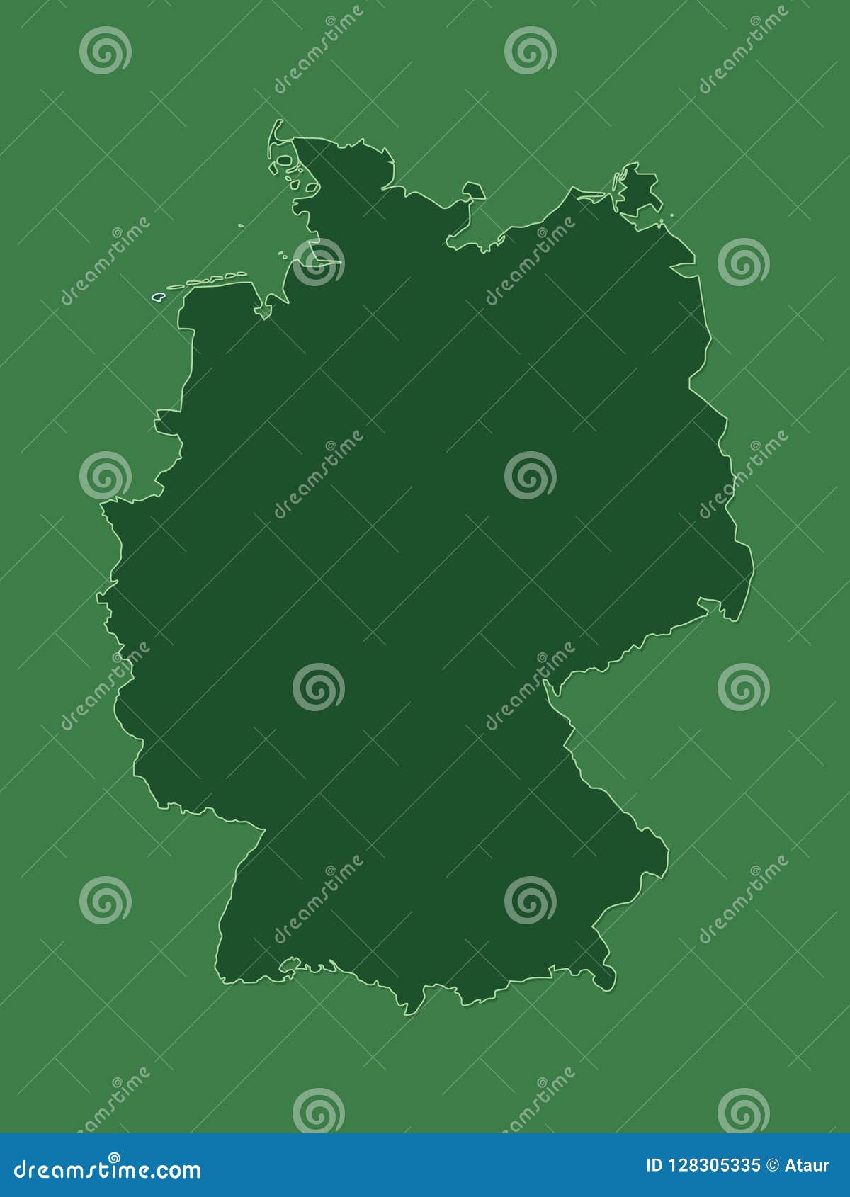 A Green Germany Map with Single Border on Dark Background Stock Vector ...