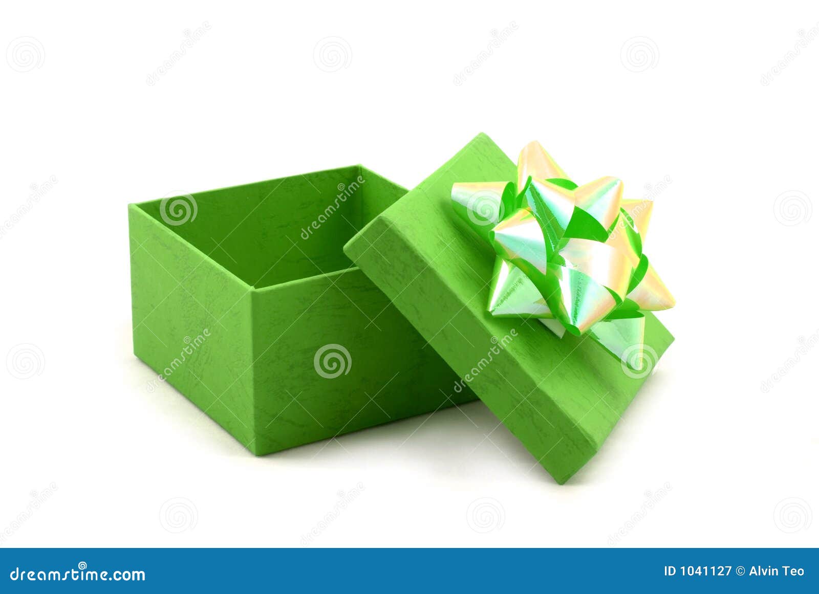 Green Gift Box with Big Ribbon Stock Image - Image of christmas ...