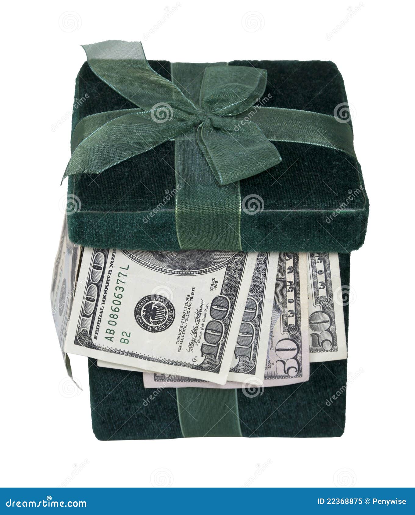 Green Gift Box Full of Money Stock Image - Image of riches, securities ...