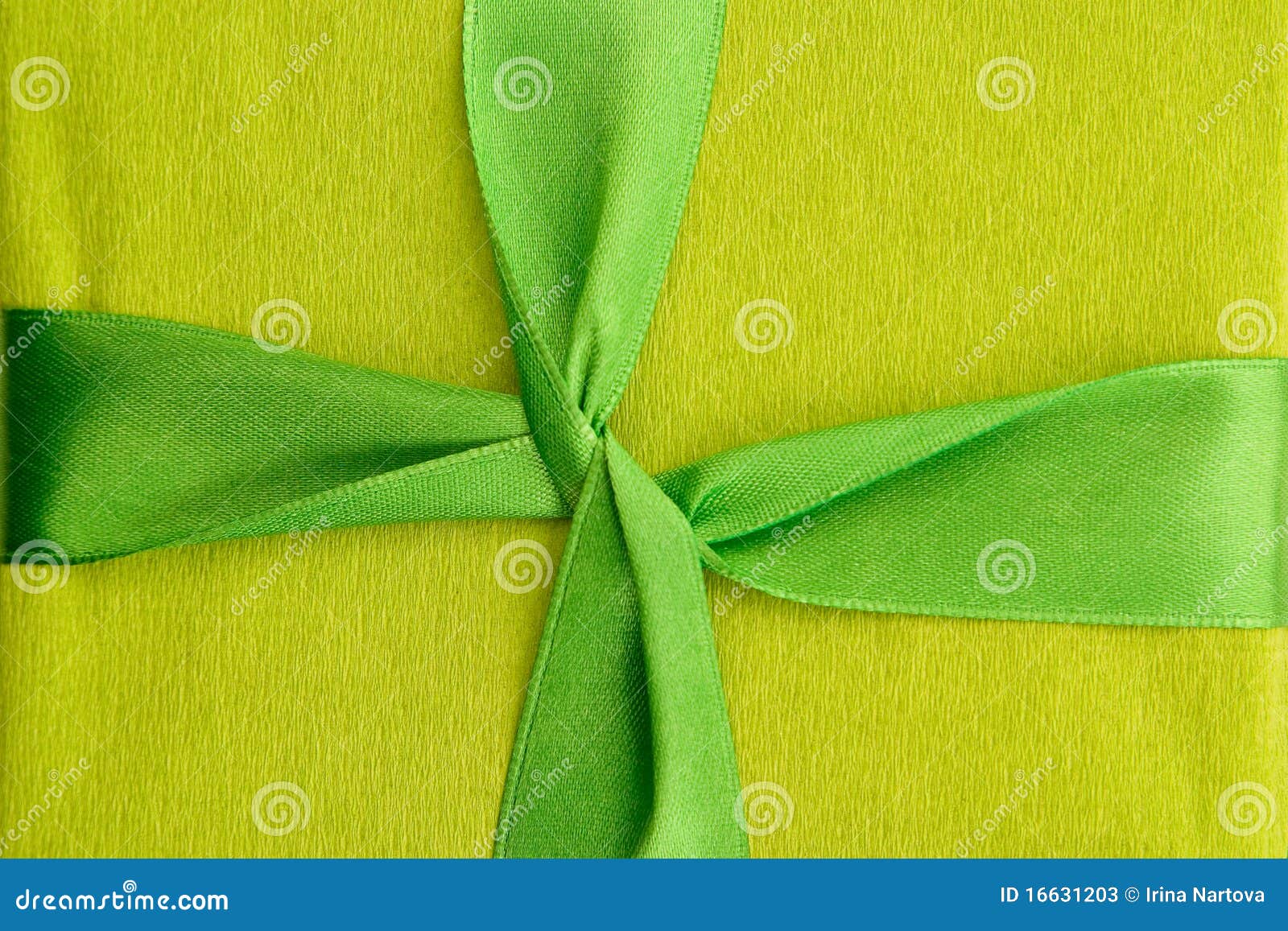 Green Gift Box with Green Satin Ribbon Stock Image - Image of ...
