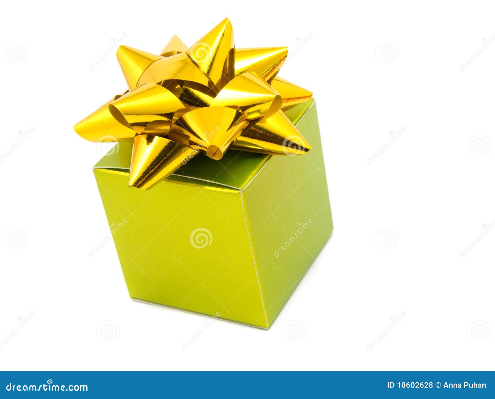 Green gift box with ribbon stock photo. Image of gift - 10602628