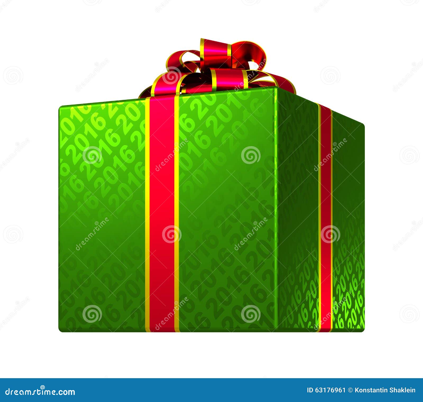 Green Gift Box with Ribbon and Bow Stock Illustration - Illustration of ...