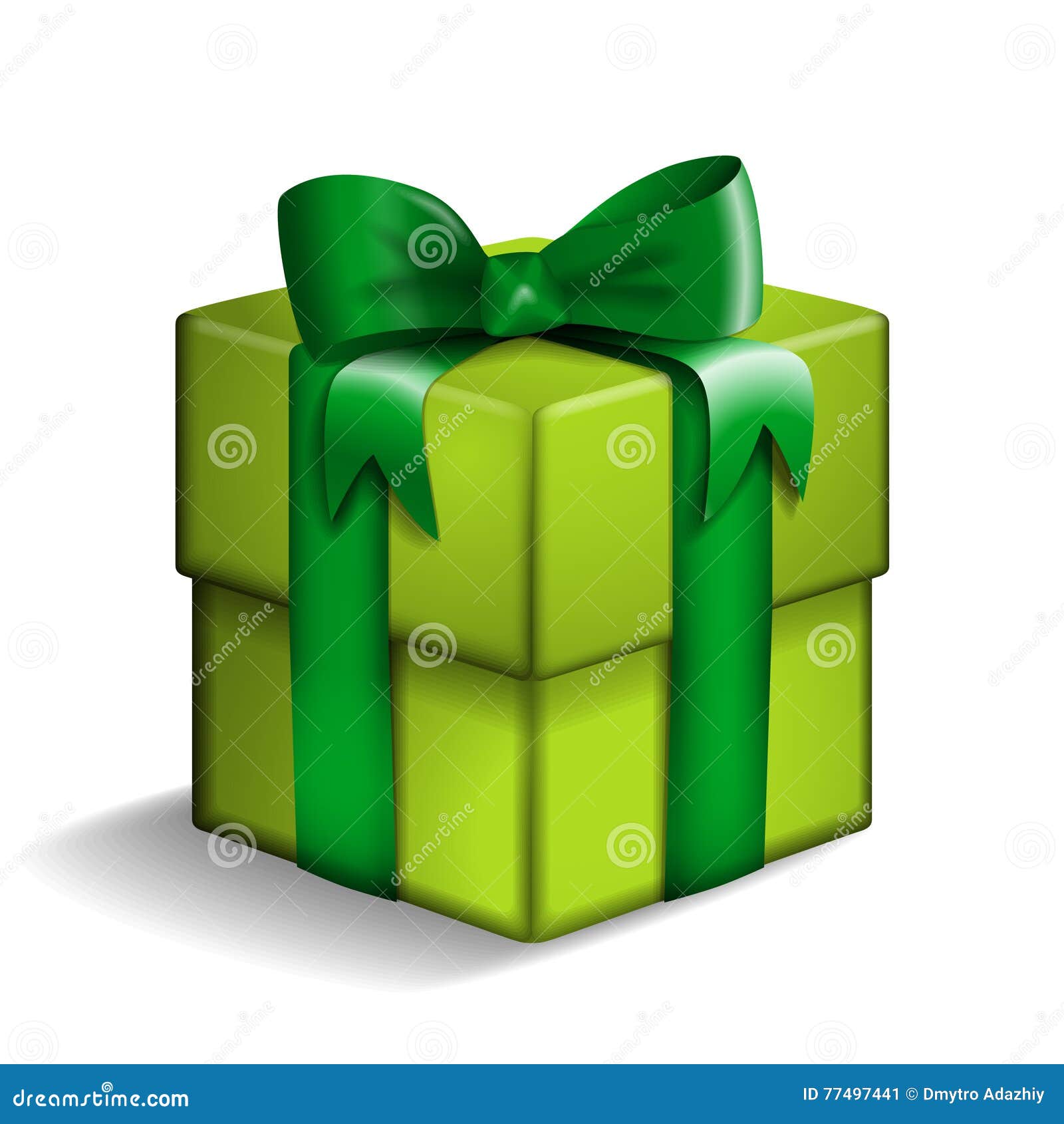 Green gift box. stock vector. Illustration of bright - 77497441