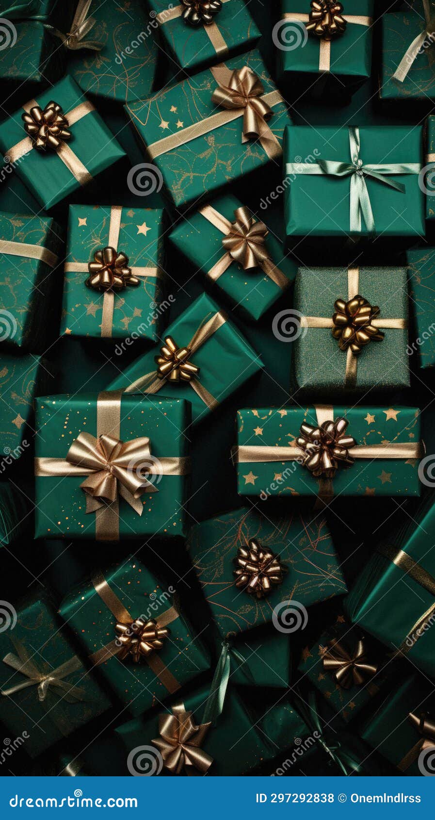 Green Gift Boxes on Dark Background. Christmas and New Year Concept ...