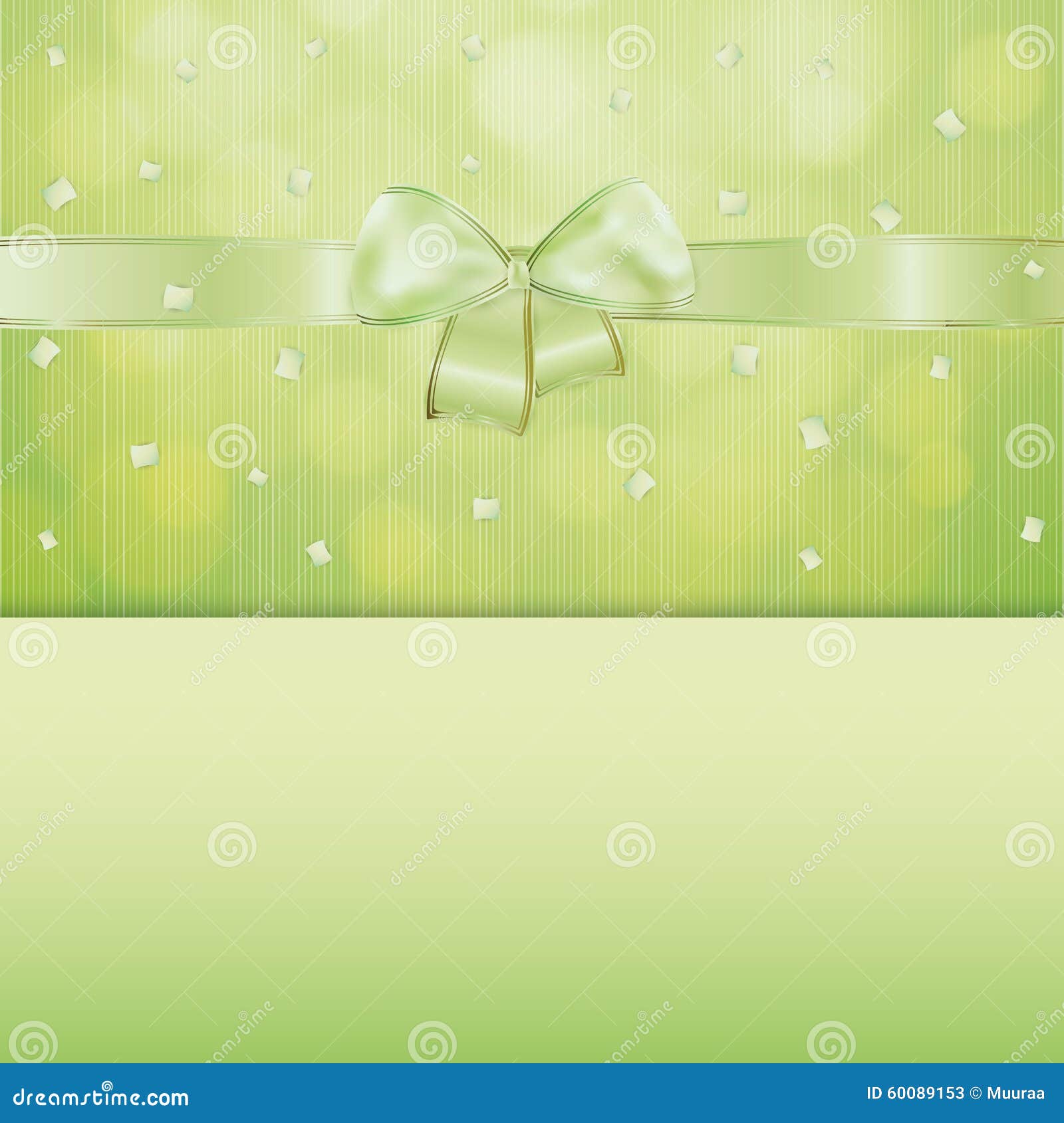 Green Gift Card with Ribbon and Confetti Stock Illustration ...
