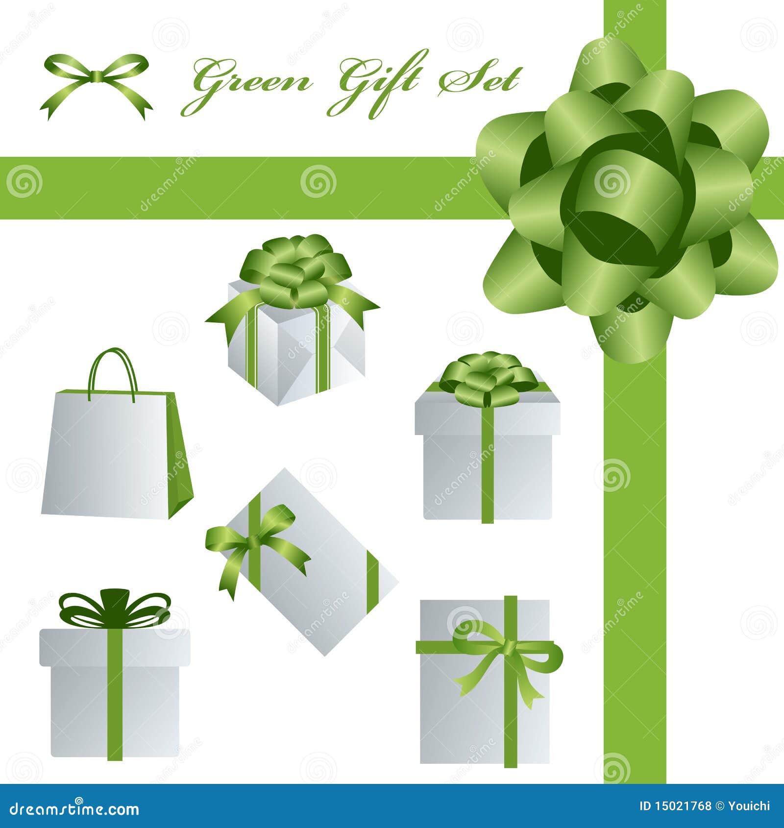 Green gift set stock vector. Illustration of collection - 15021768