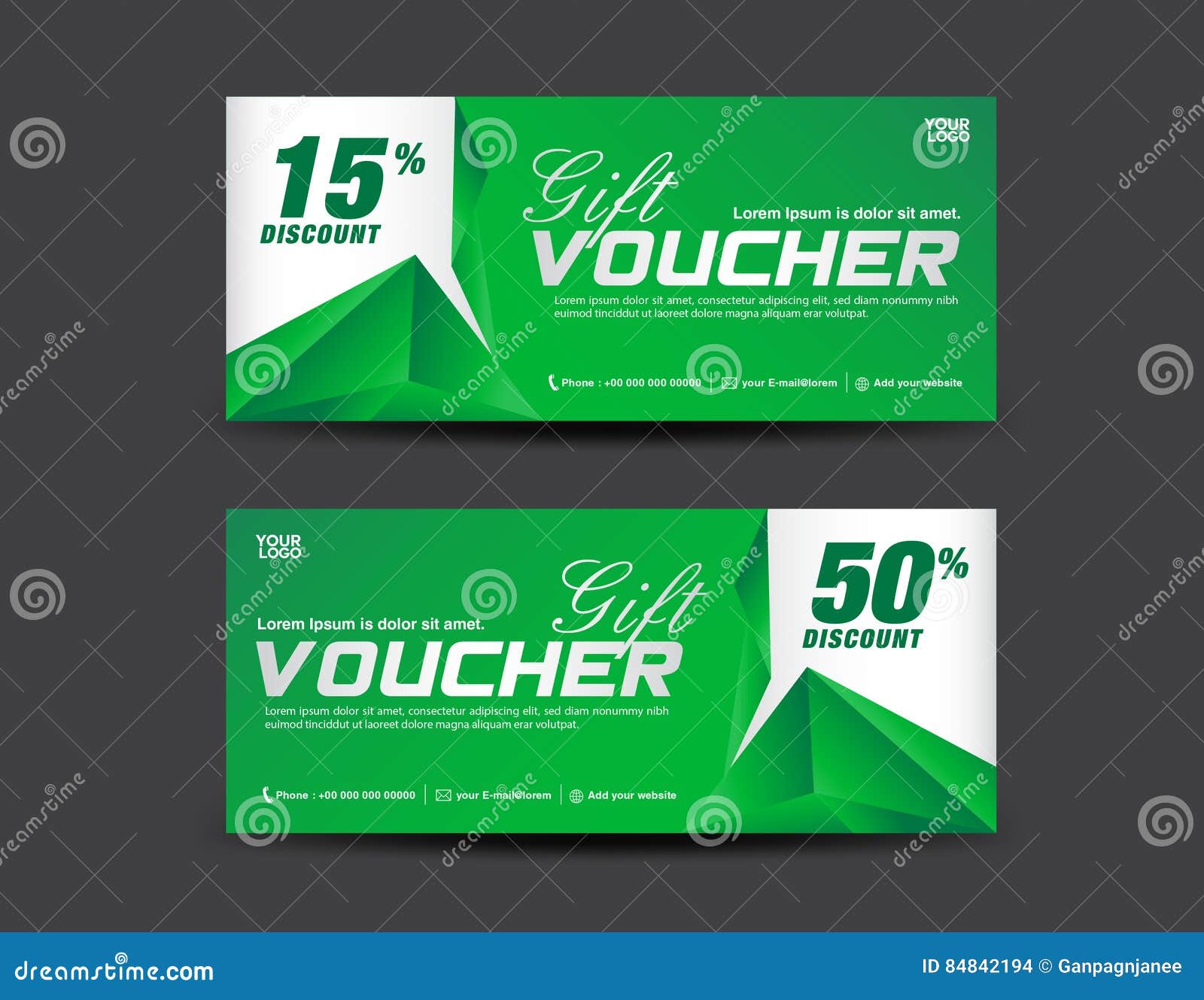 Green Gift Voucher Template, Coupon Design, Discount, Ticket Template ...