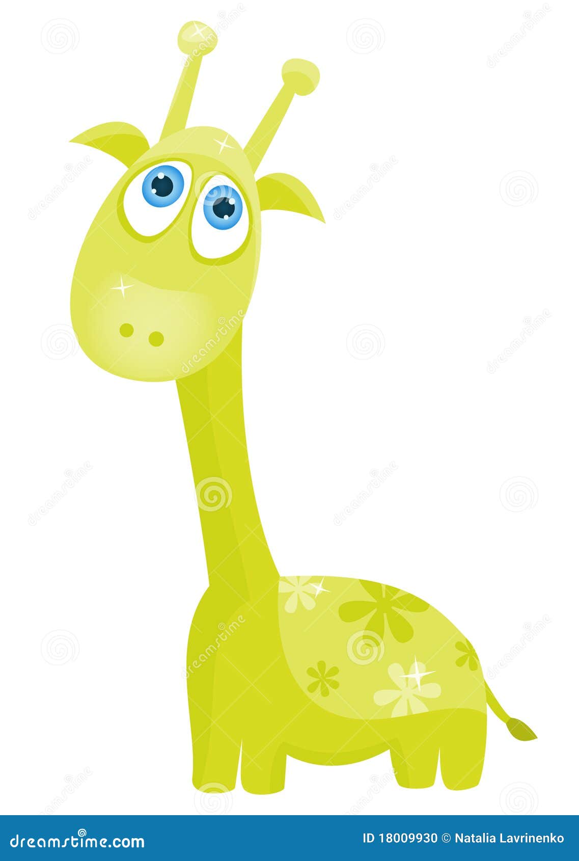 Green giraffe stock vector. Illustration of colored, flower - 18009930