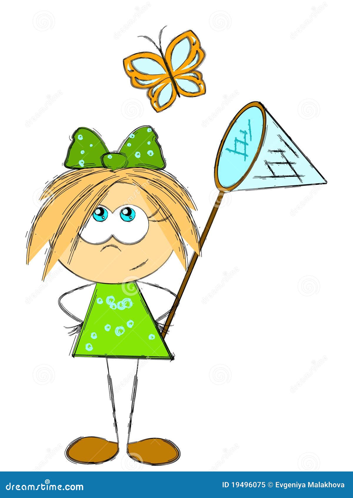 Green girl stock vector. Illustration of little, drawing - 19496075