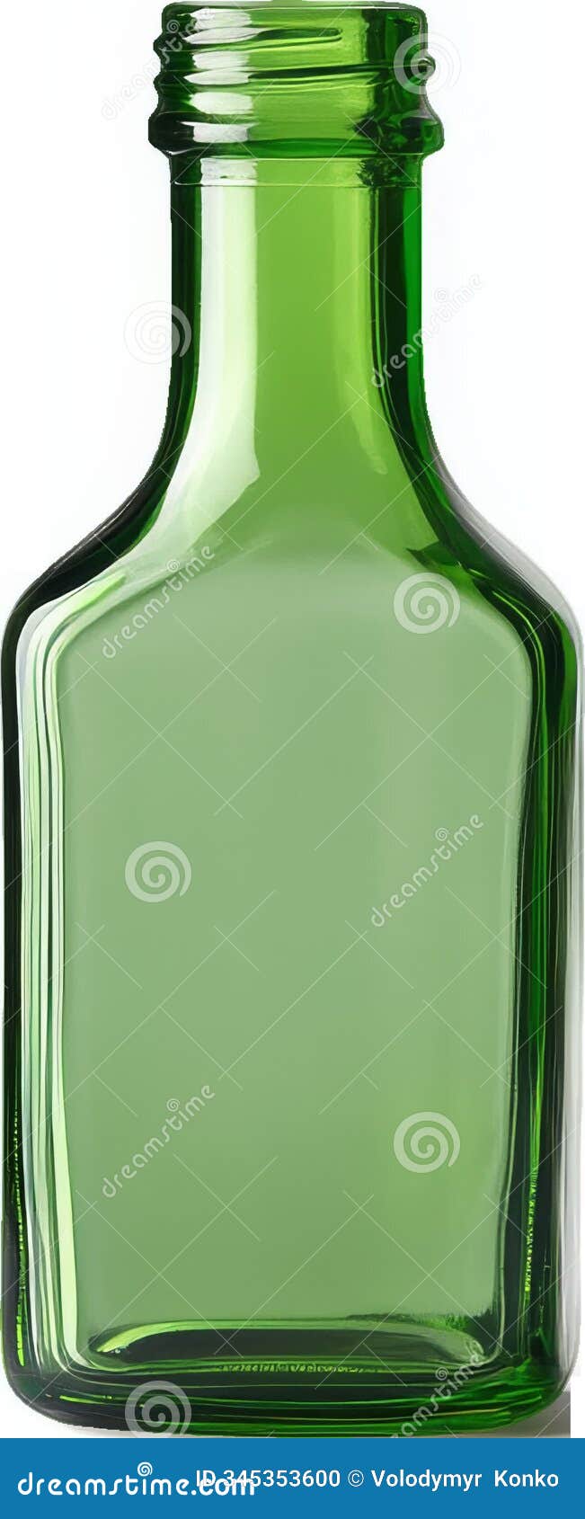 Green Glass Bottle on a Transparent Background, Minimalistic Packaging ...
